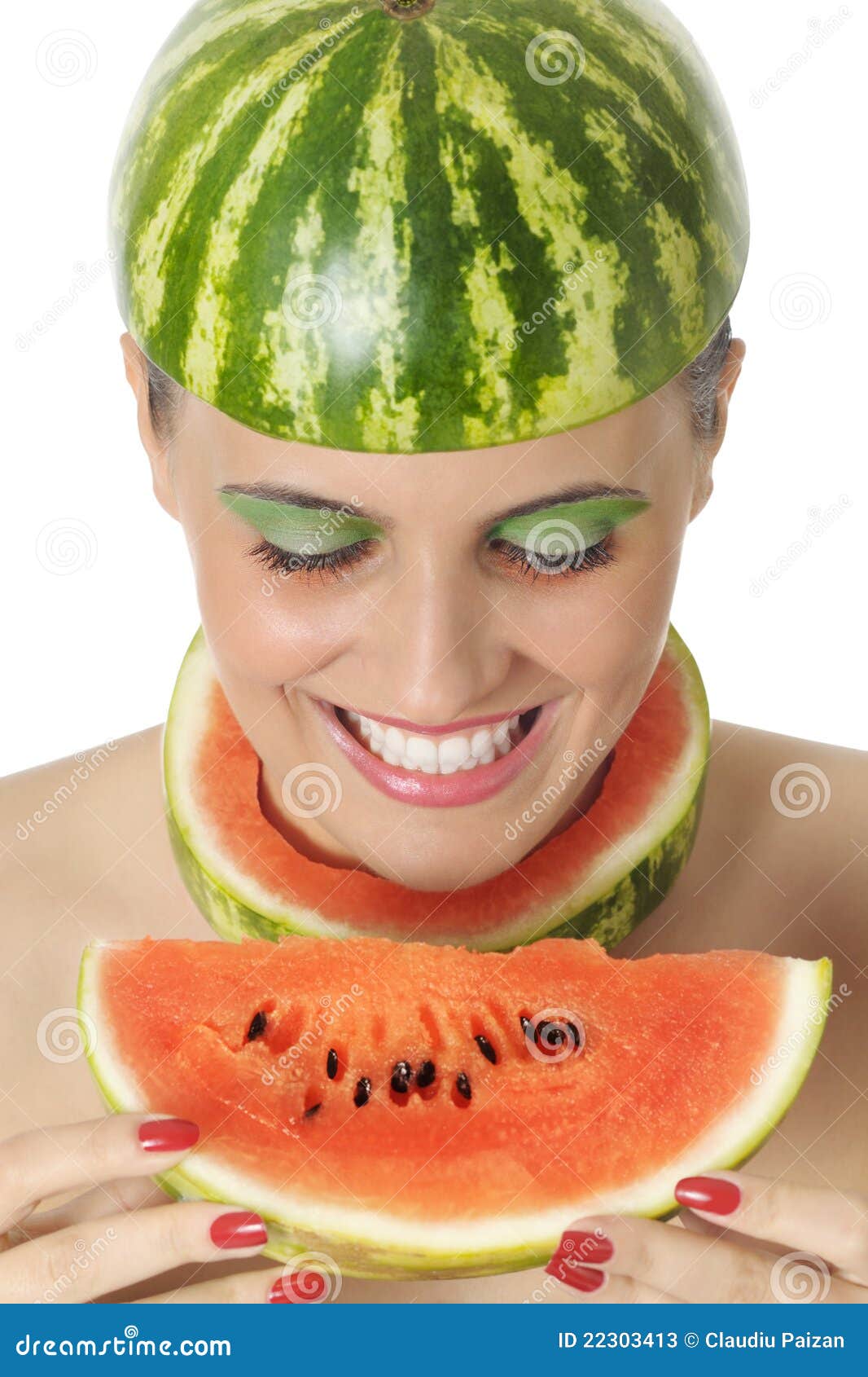 Happiness with water melon stock image. Image of laughing - 22303413