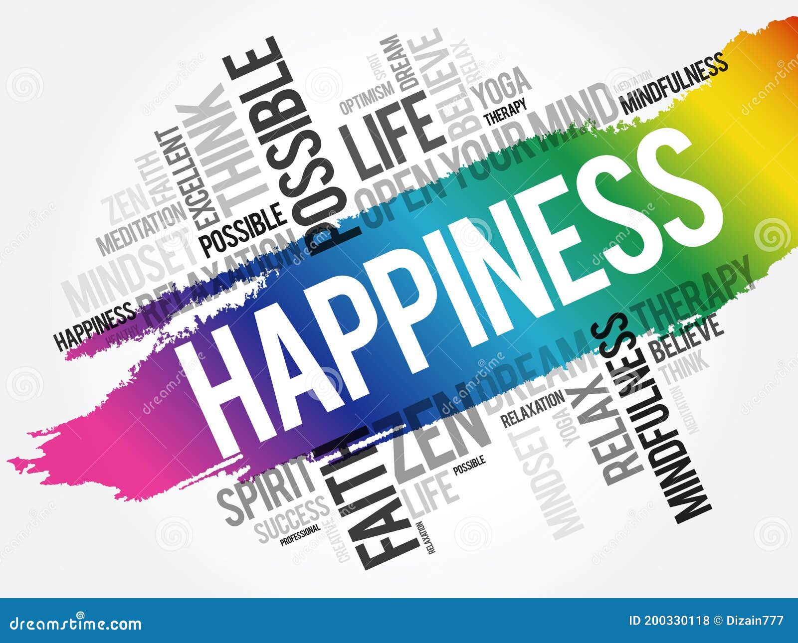 Happiness Word Cloud Collage Stock Illustration - Illustration of love ...