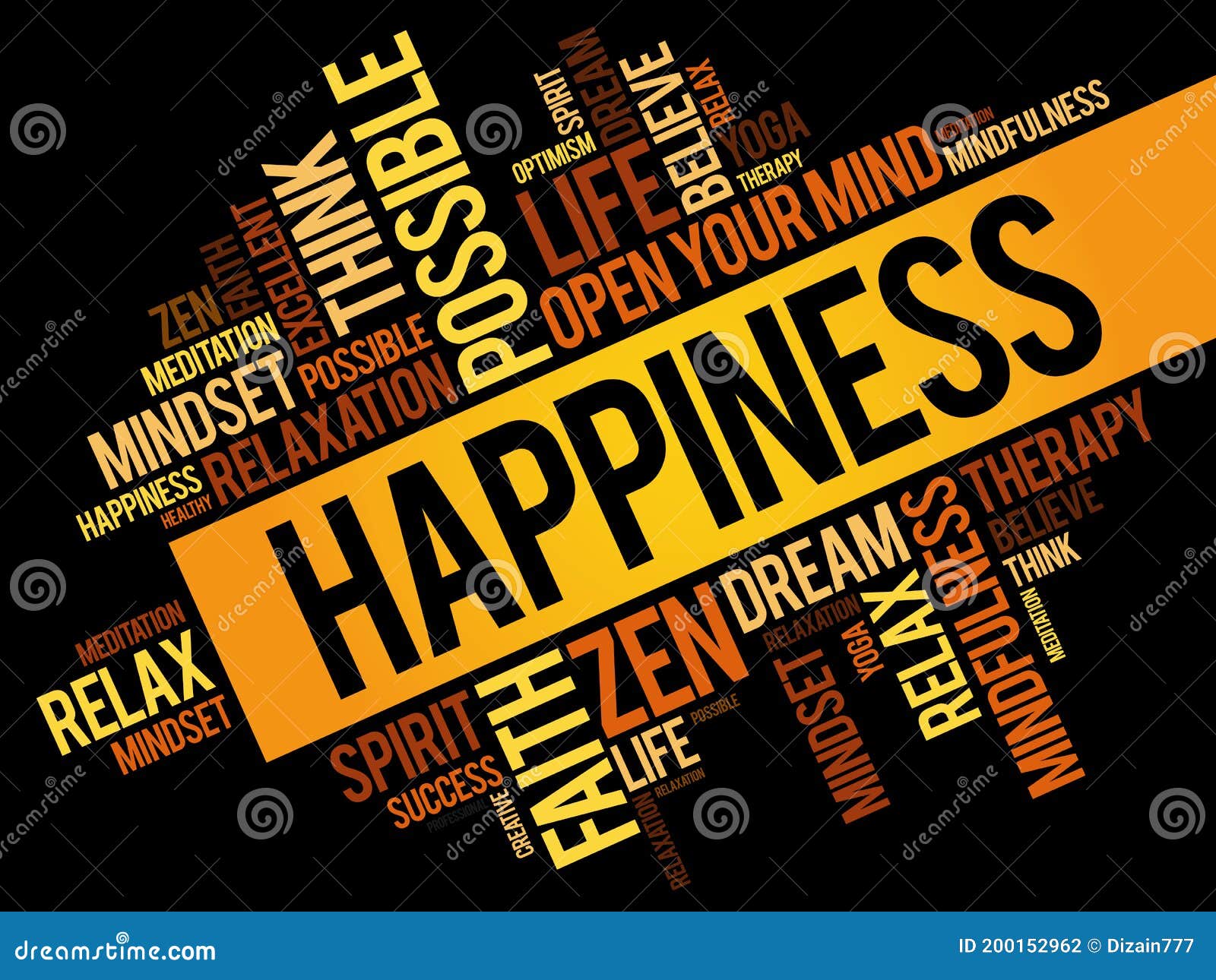 Happiness Word Cloud Collage Stock Illustration - Illustration of ...