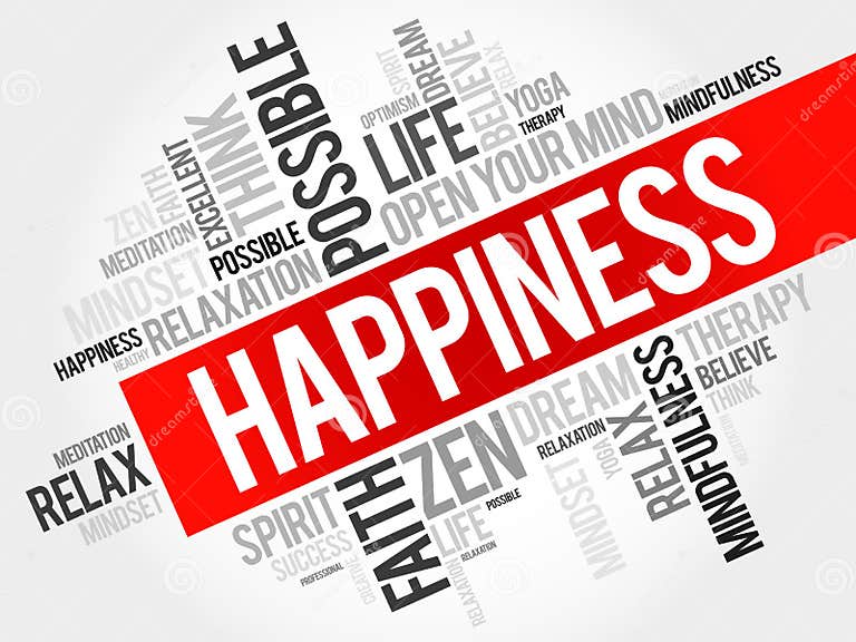 Happiness word cloud stock illustration. Illustration of happy - 205330601