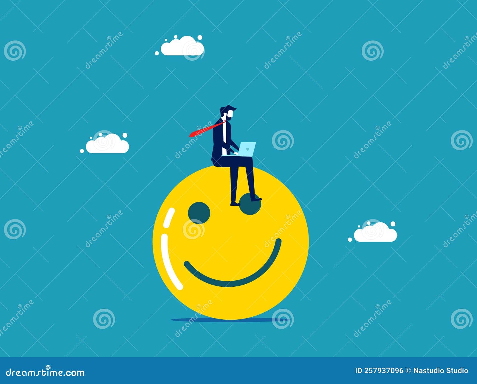 Happiness in Work or Love of Work. Businessman Working with a Computer ...