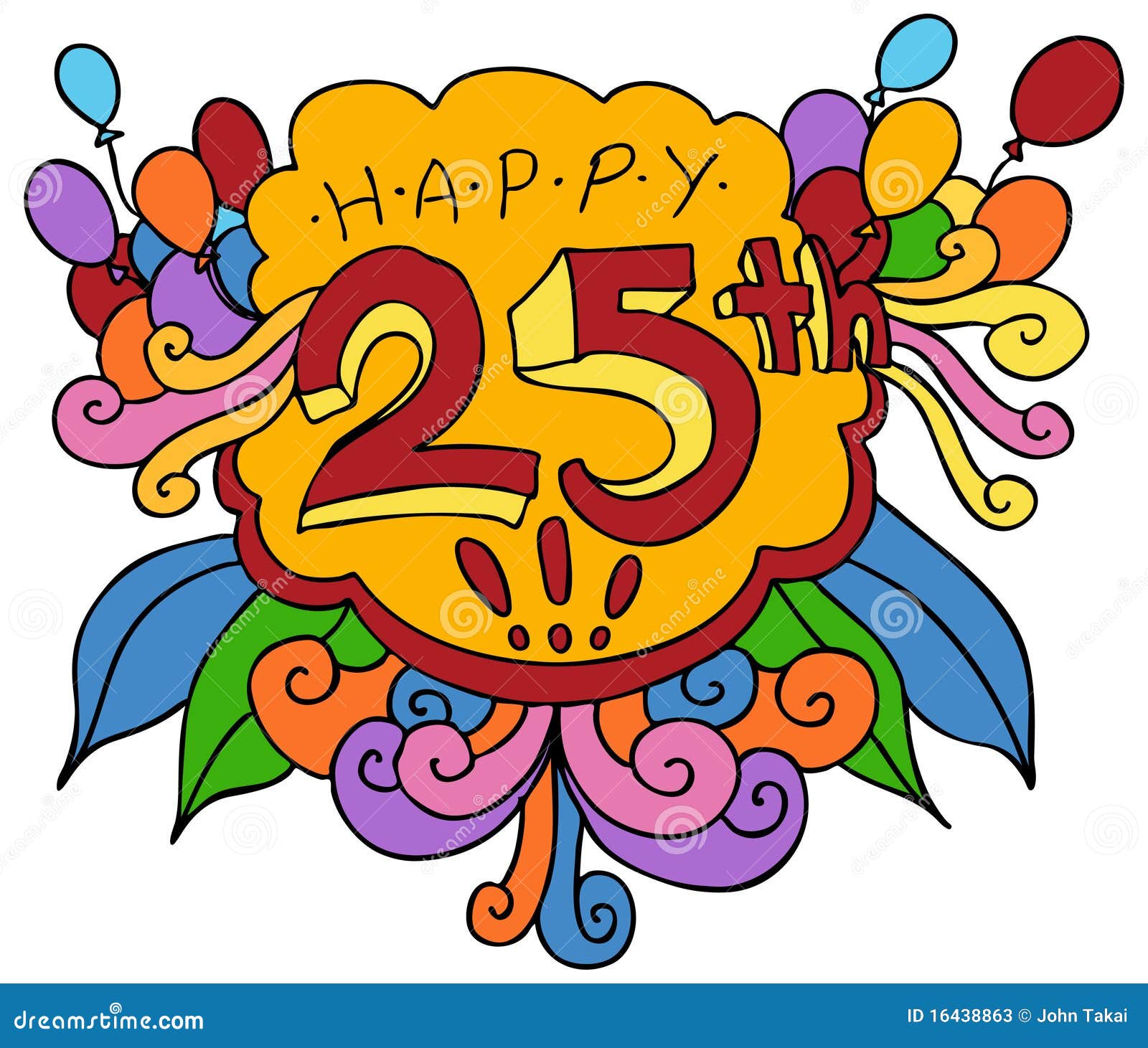 HAPPY 25th Hand-lettered Gold Glitter Card On Black Background Royalty ...