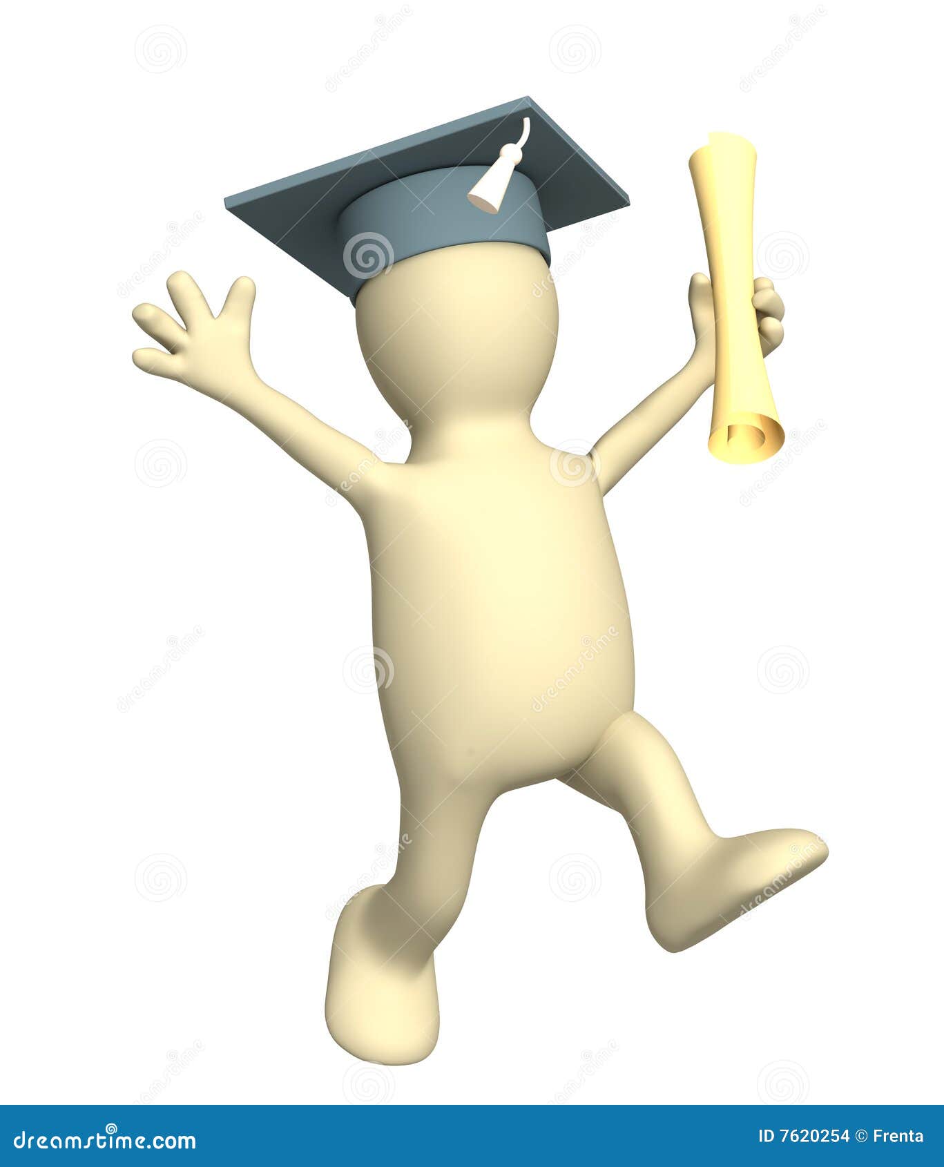 Happy 3d puppet stock illustration. Illustration of graduation - 7620254