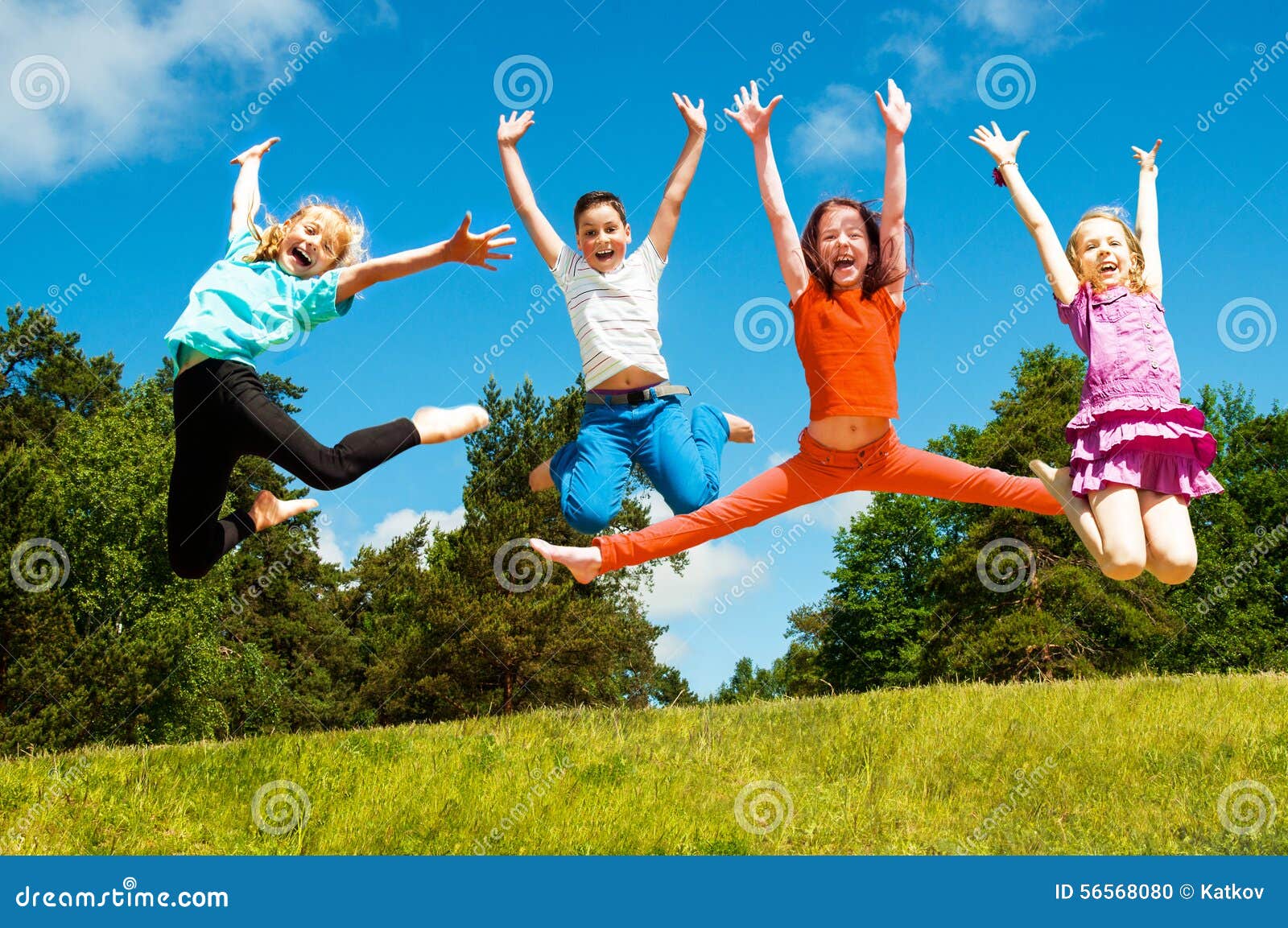 Happy active children stock photo. Image of outdoor, happy - 56568080