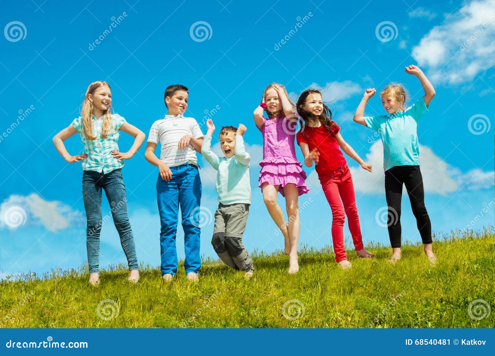 Happy Active Children Outdoors Stock Image - Image of happiness, field ...