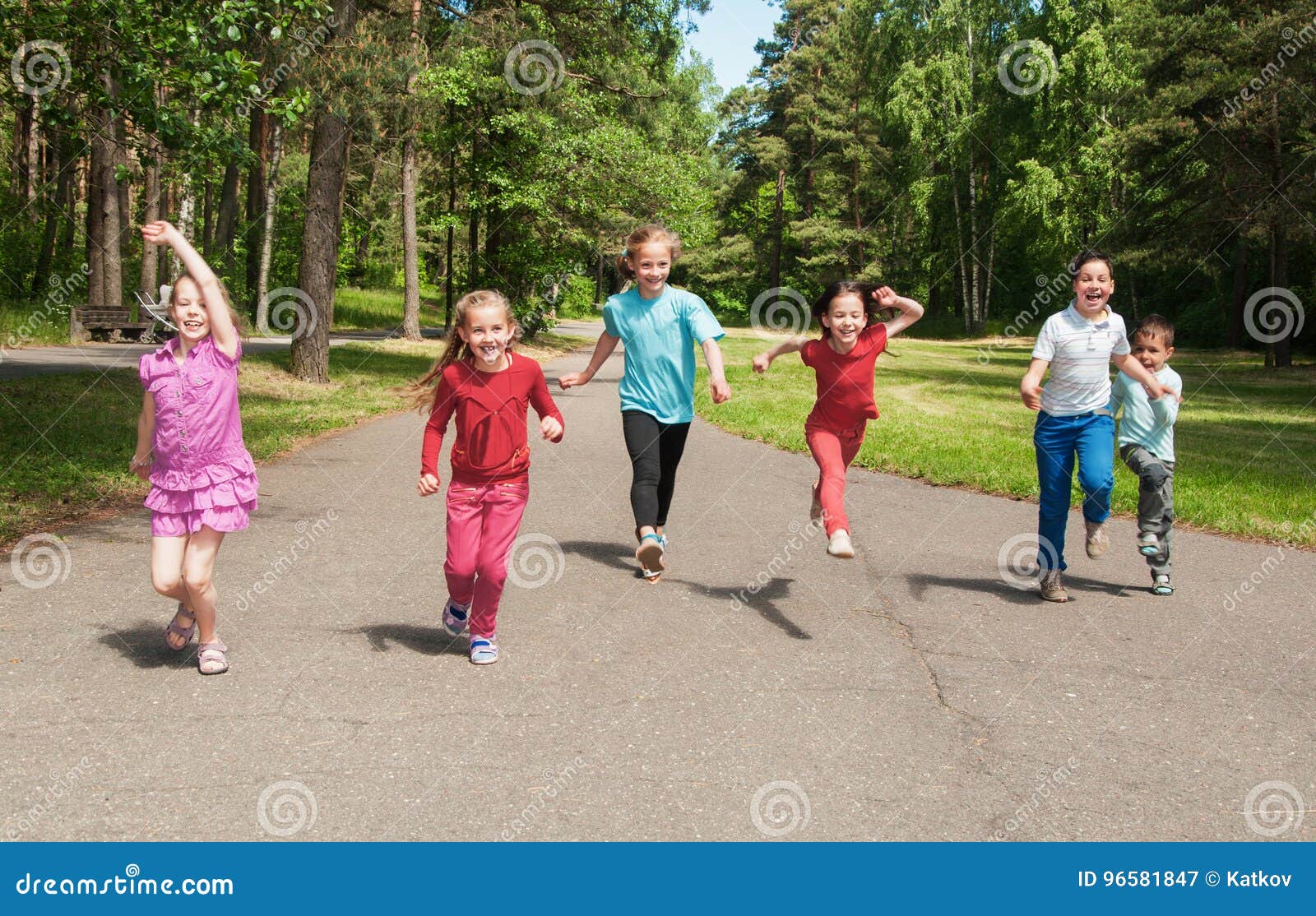 Happy Active Children Outdoors Stock Image - Image of running, group ...
