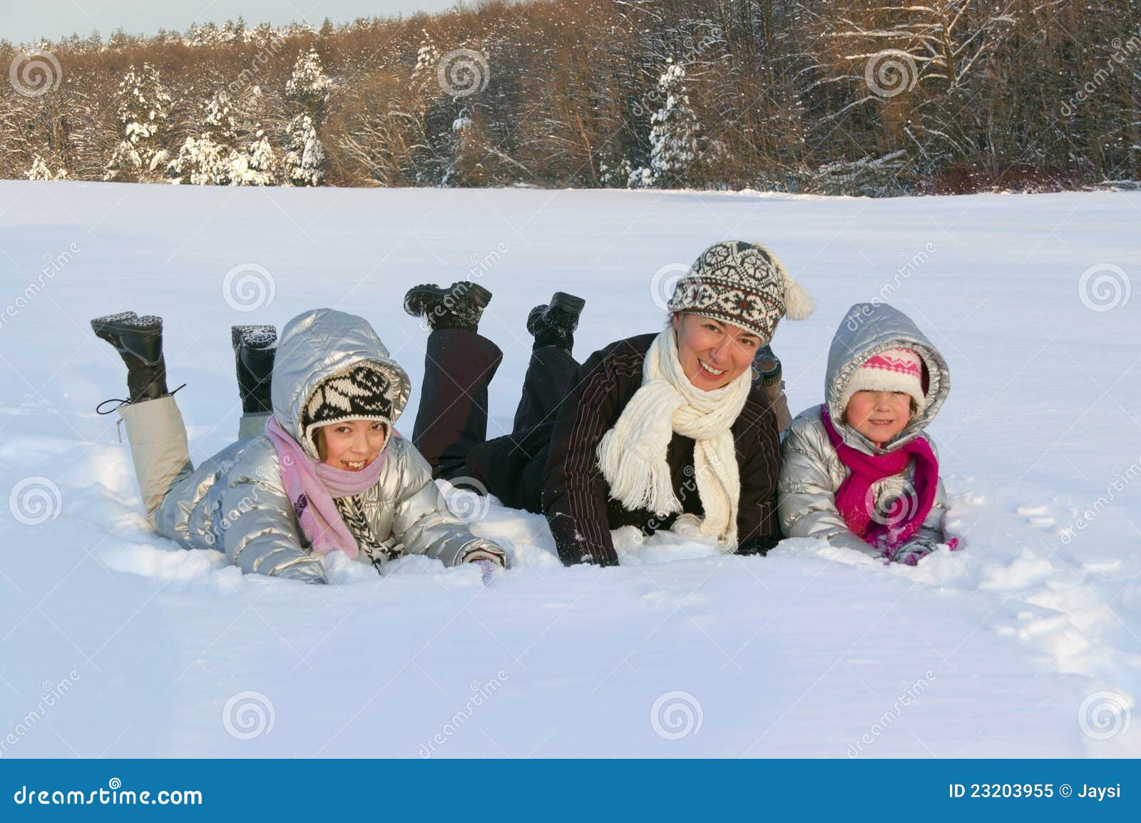 Happy Active Family Having Fun on Winter. Stock Image - Image of cute ...