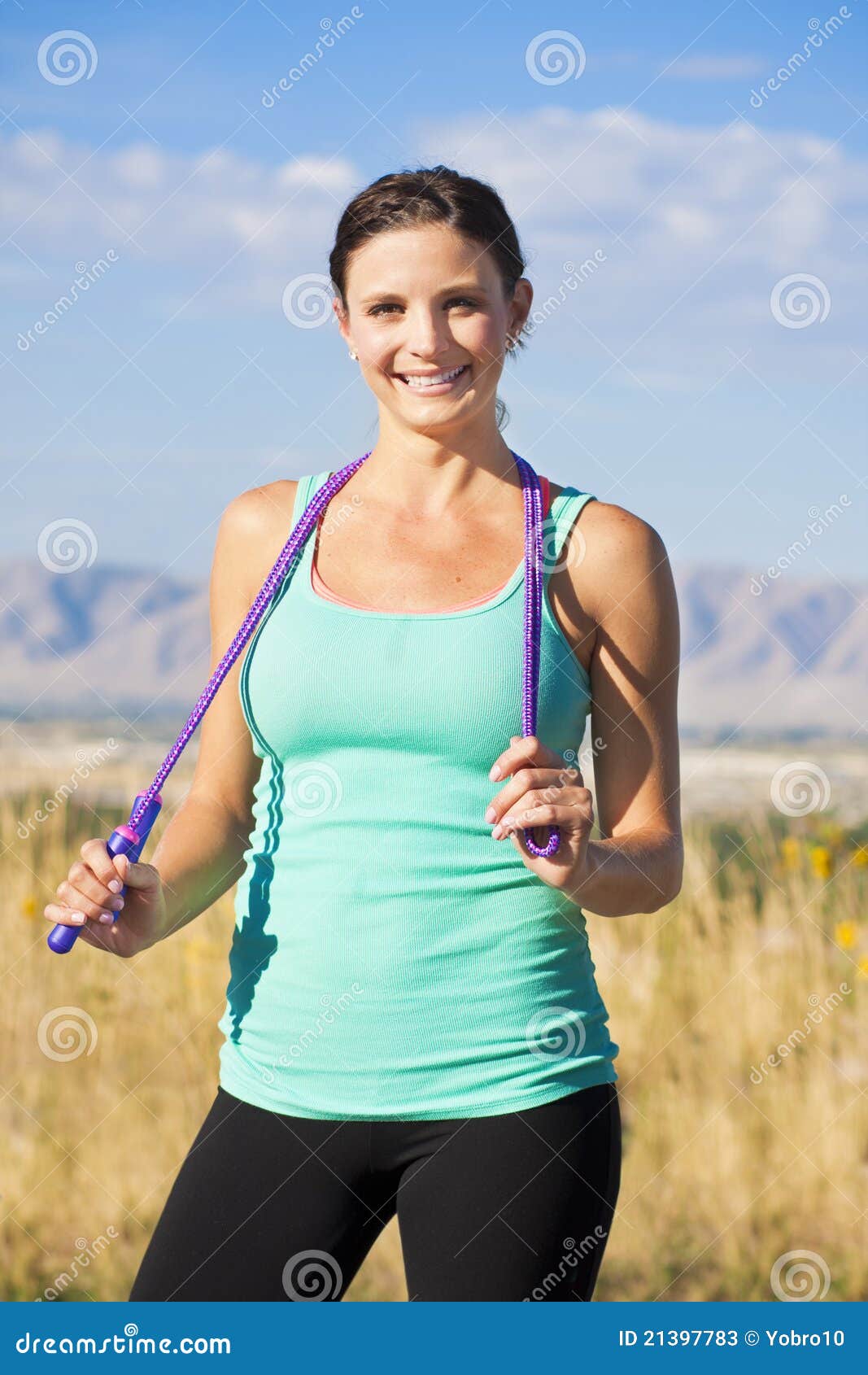 Happy Active Fitness Woman stock image. Image of blue - 21397783