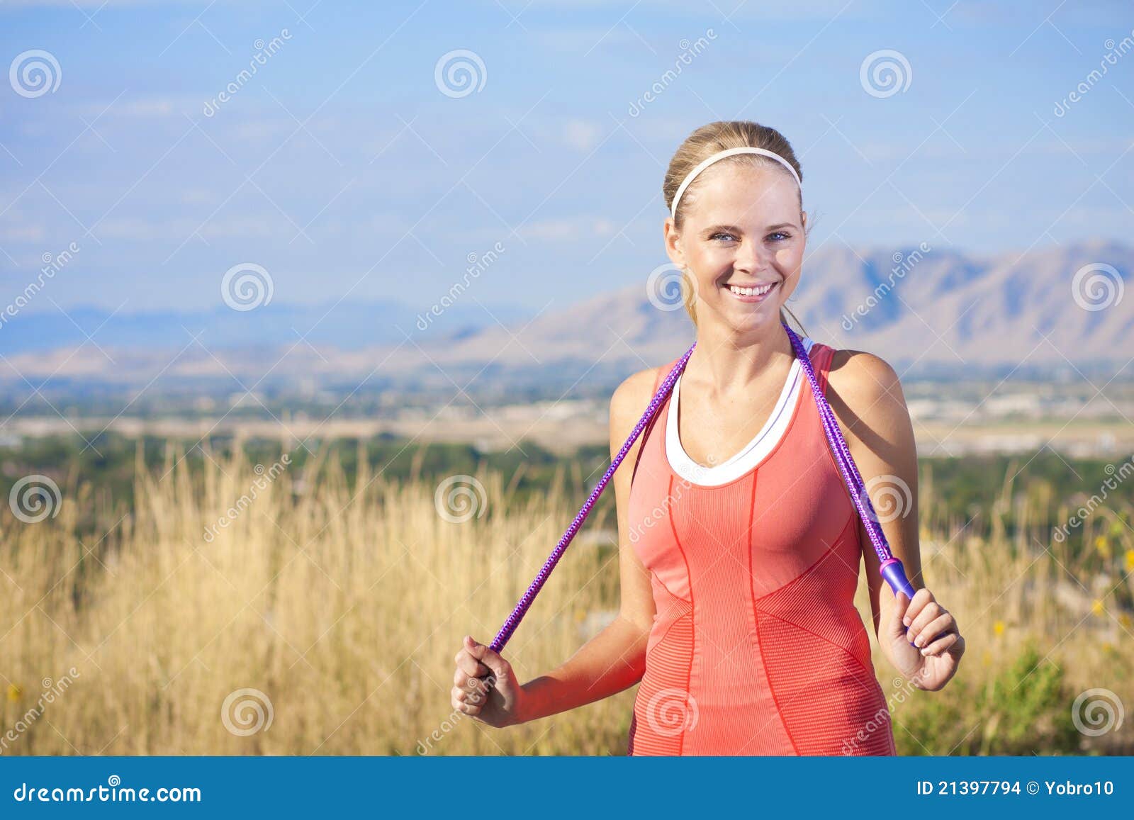 Happy Active Fitness Woman stock photo. Image of horizon - 21397794