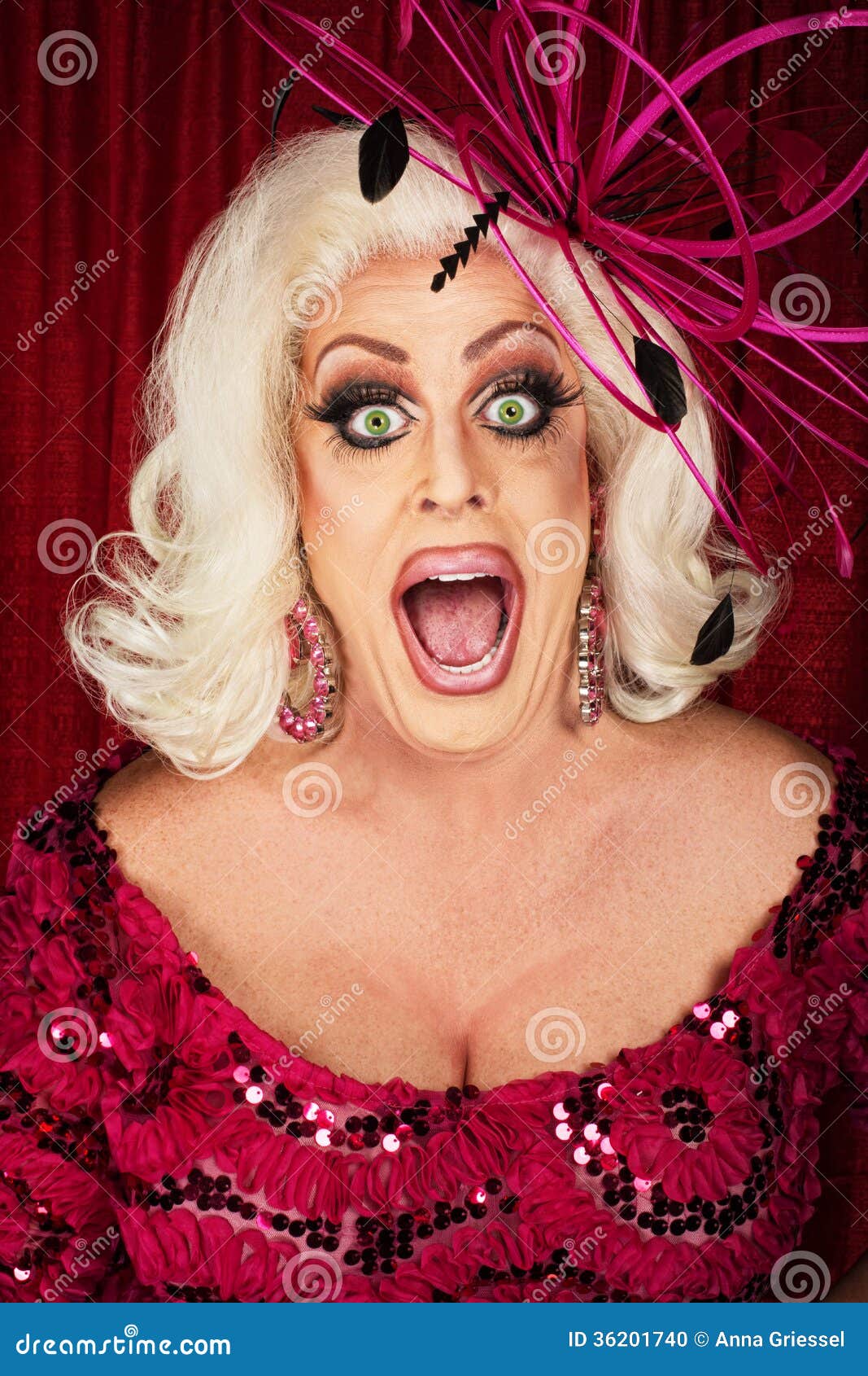 Happy Actress in Wig and Smile Stock Photo - Image of funny, makeup ...