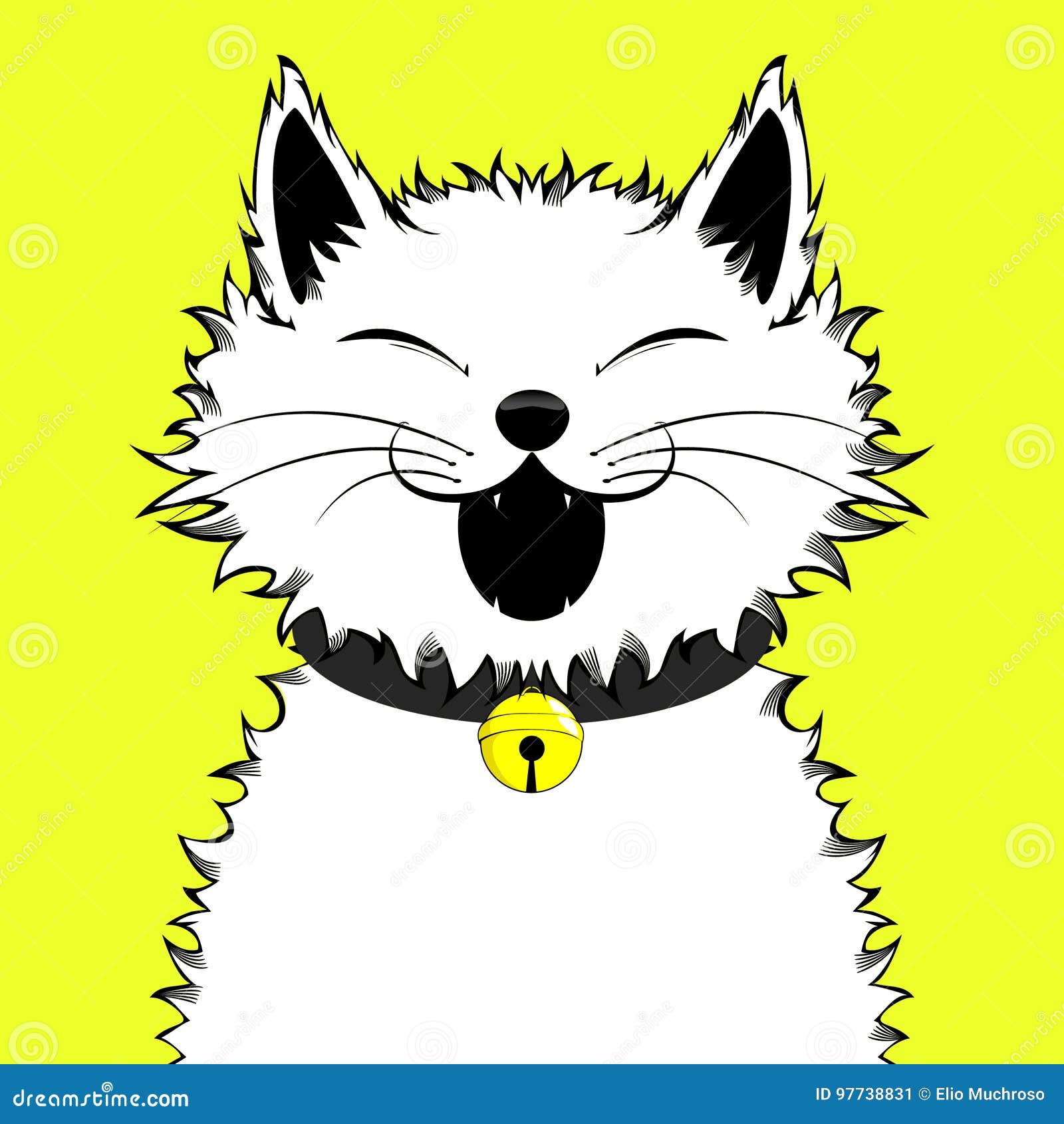 Happy Adorable Cat meowing stock vector. Illustration of painting ...
