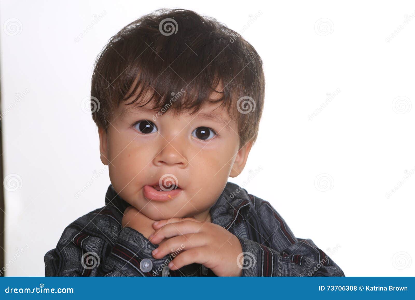 Happy Adorable Expressive Baby on a White Background Stock Photo ...