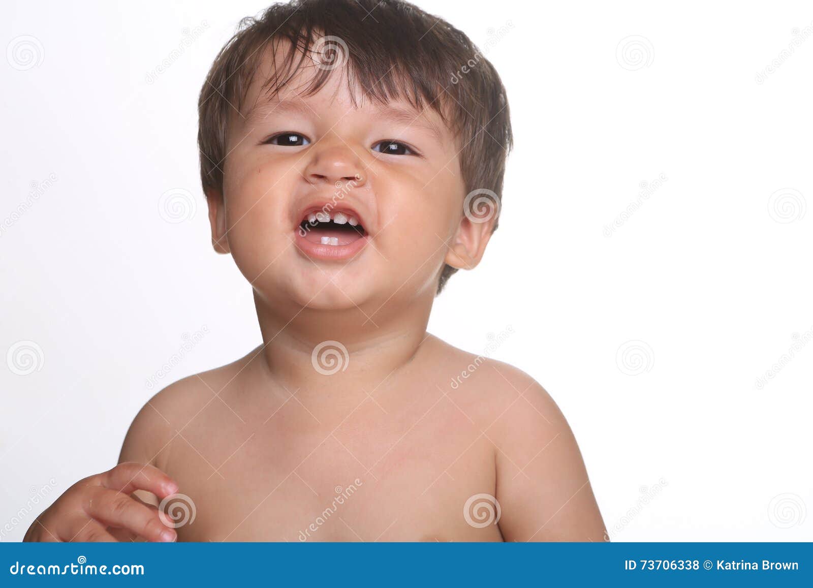 Happy Adorable Expressive Baby on a White Background Stock Photo ...