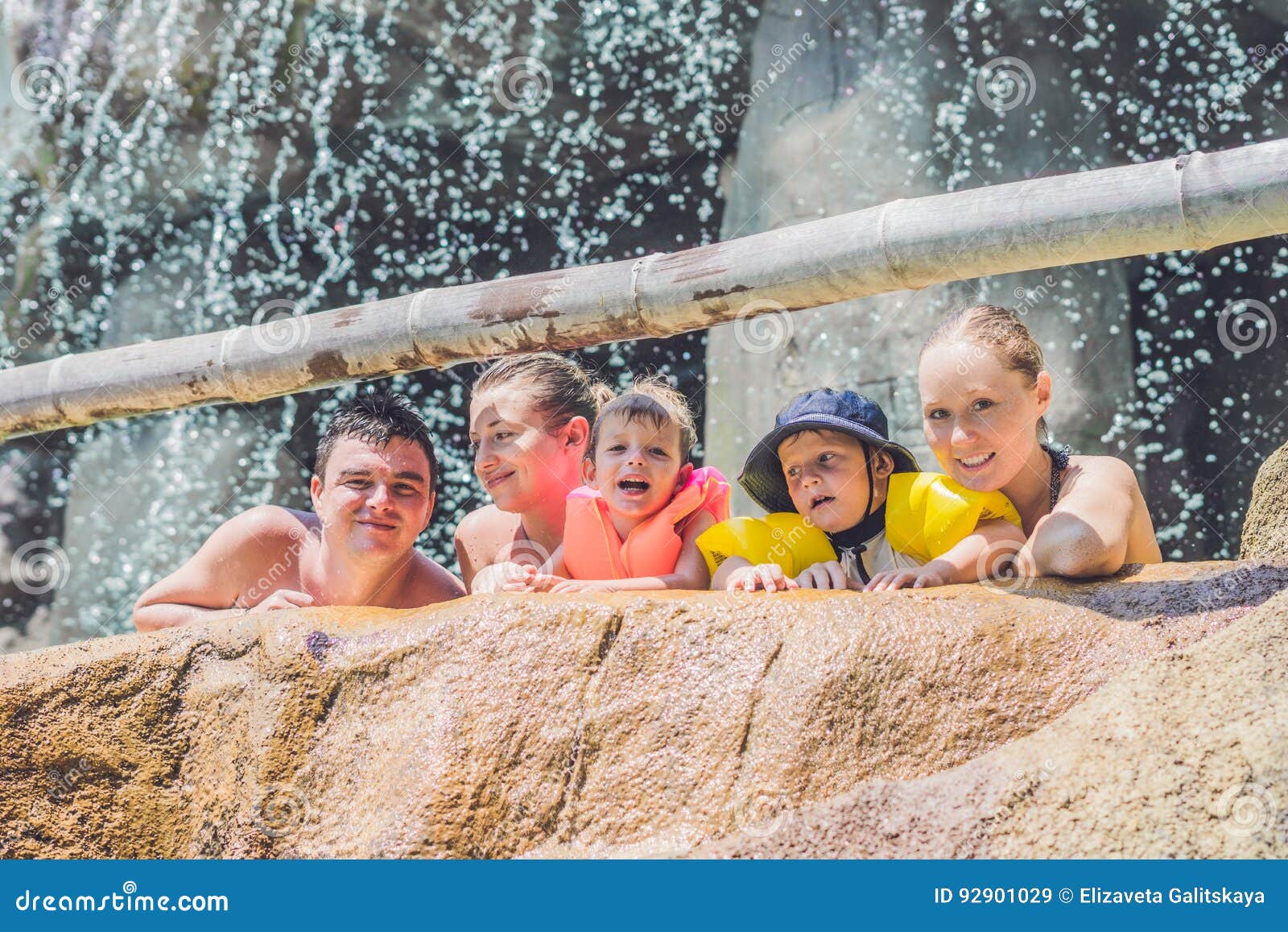 Happy Adults and Children in a Water Park Stock Image - Image of health ...