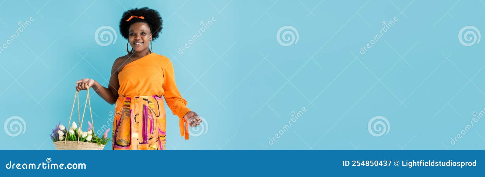 Happy African American Body Positive Woman Stock Image Image Of Dress