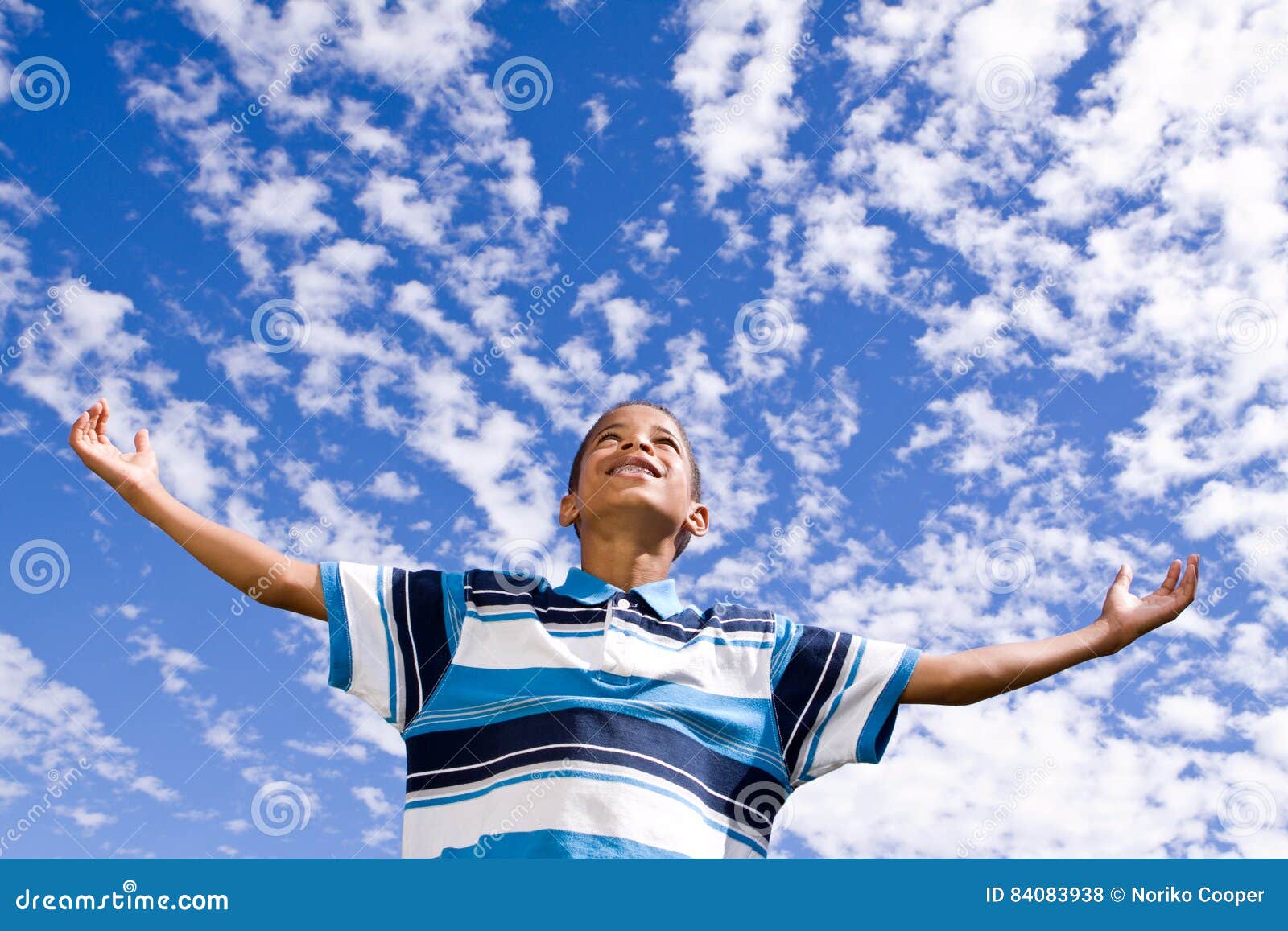 Happy African American Boy with Open Arms. Stock Photo - Image of ...