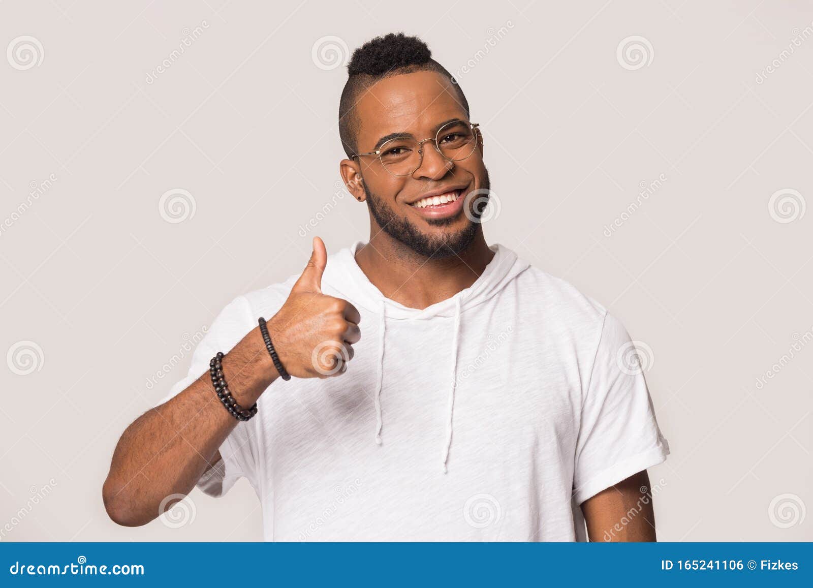 Happy African American Man Showing Thumbs Up Gesture Satisfied Client