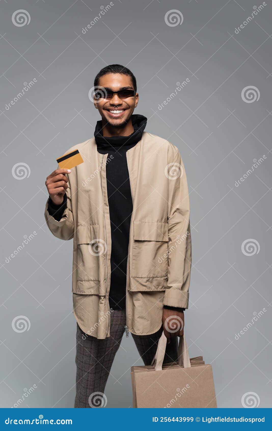 Happy African American Man In Stylish Stock Image Image Of Cheerful