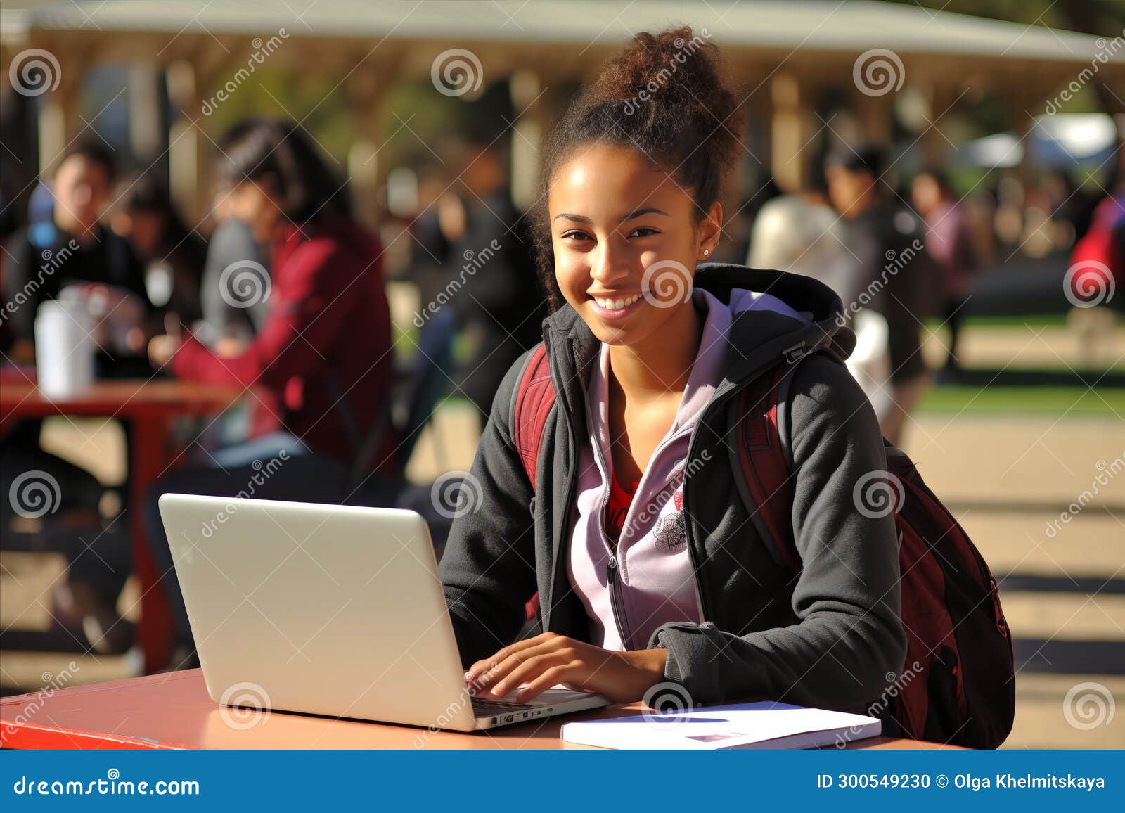Happy African American Student Using Laptop in Classroom - Back To ...