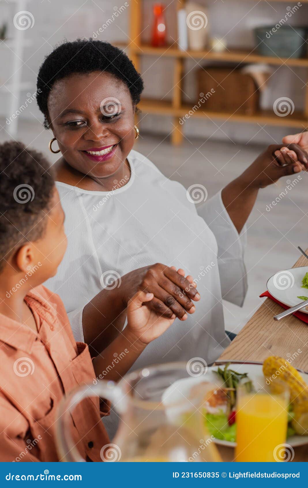 Happy African American Woman Holding Hands Stock Image Image Of