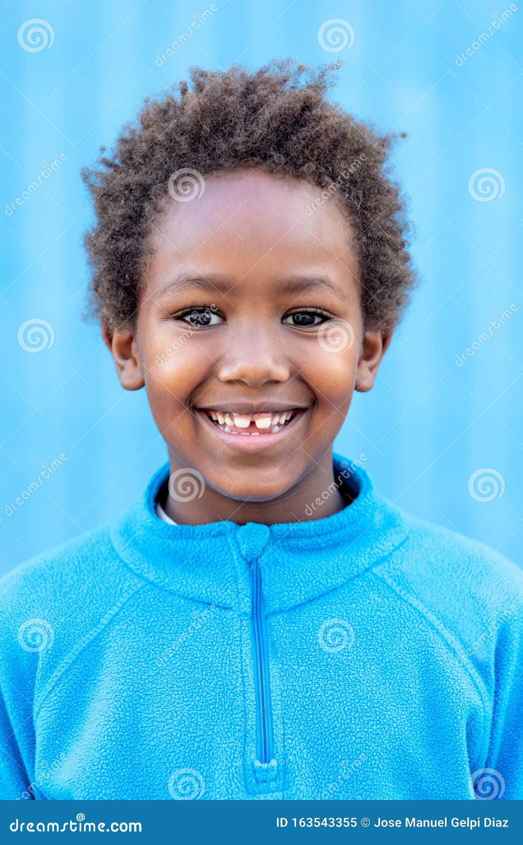 Happy African Child with Blue Jersey Stock Image - Image of colorful ...