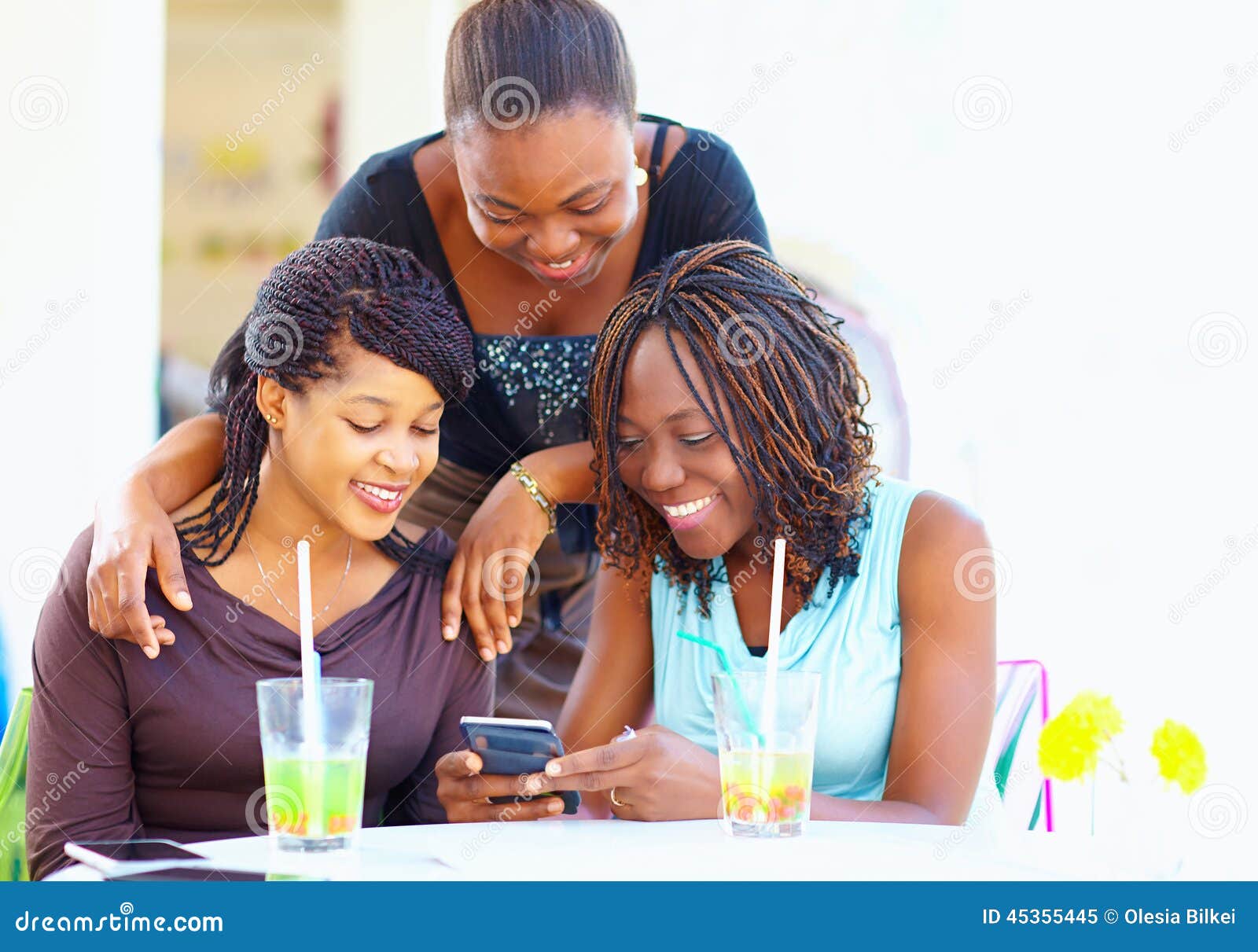 Happy African Friends Chatting in Social Network Stock Image - Image of ...