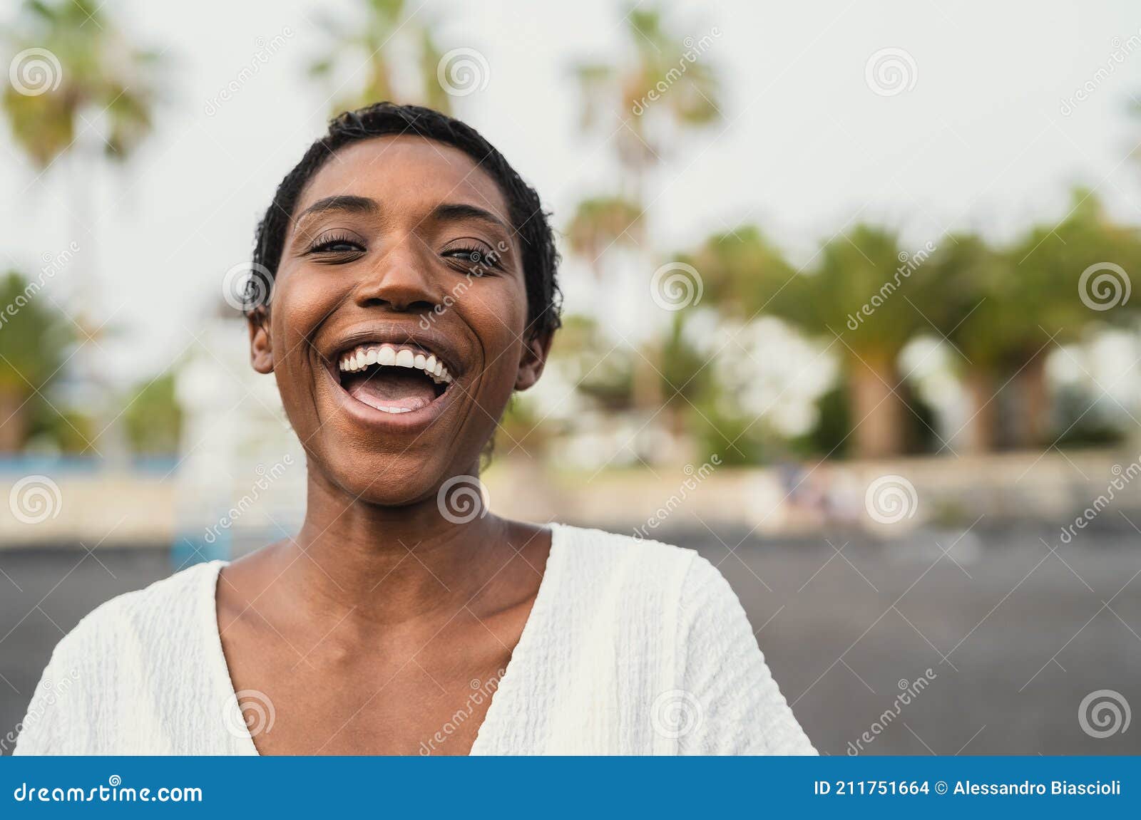 Happy African Having Fun during Vacation on the Beach Stock Photo ...
