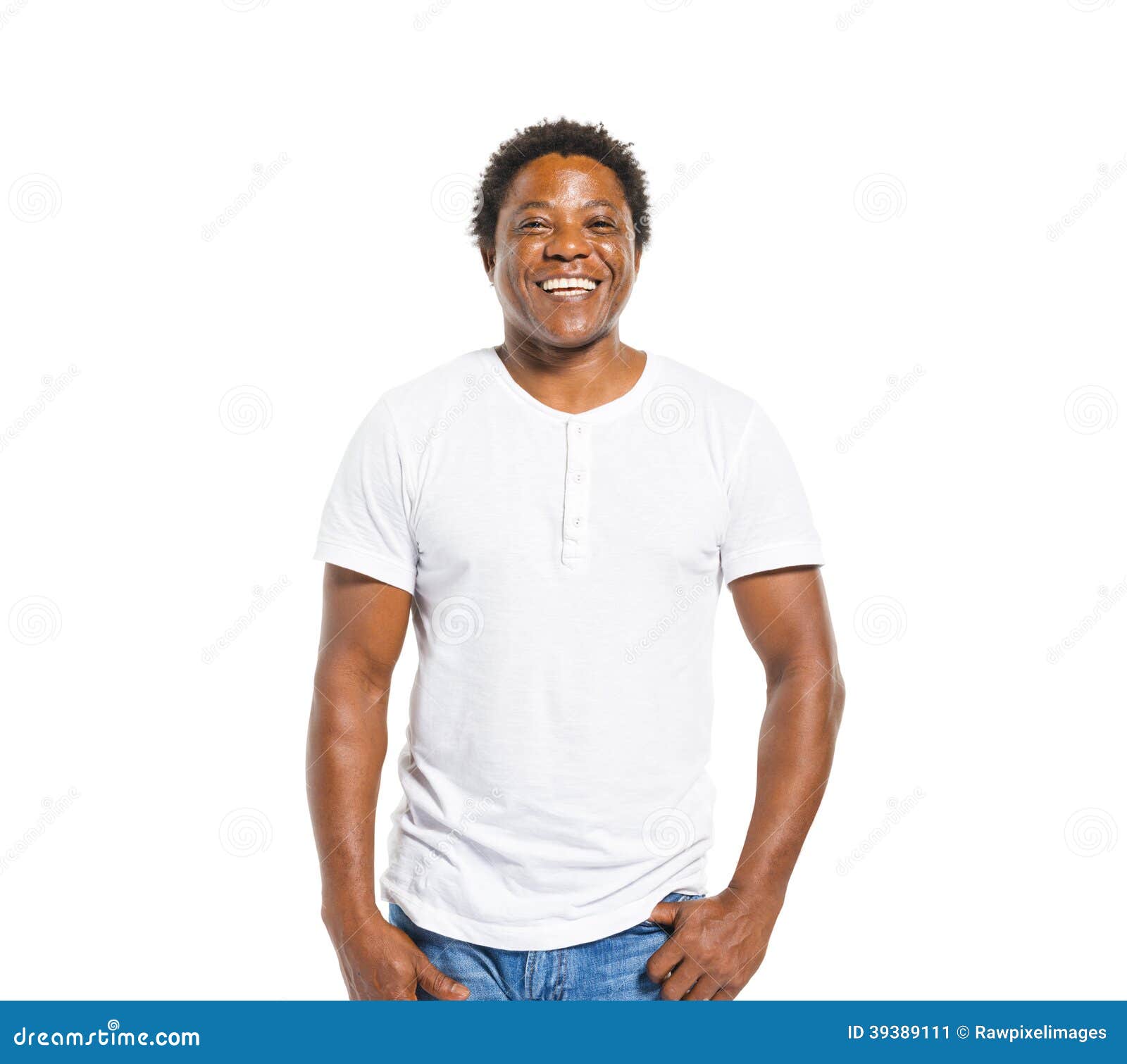 Happy African Man on White Background Stock Image - Image of culture ...