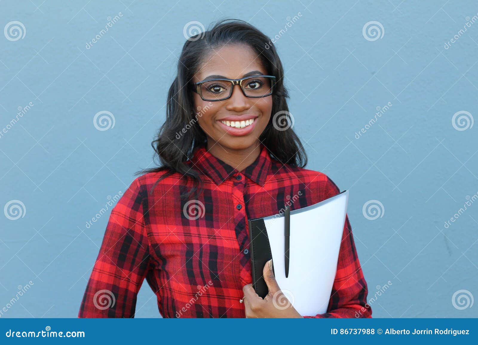 Happy African Student with Glasses Smiling Stock Photo - Image of ...