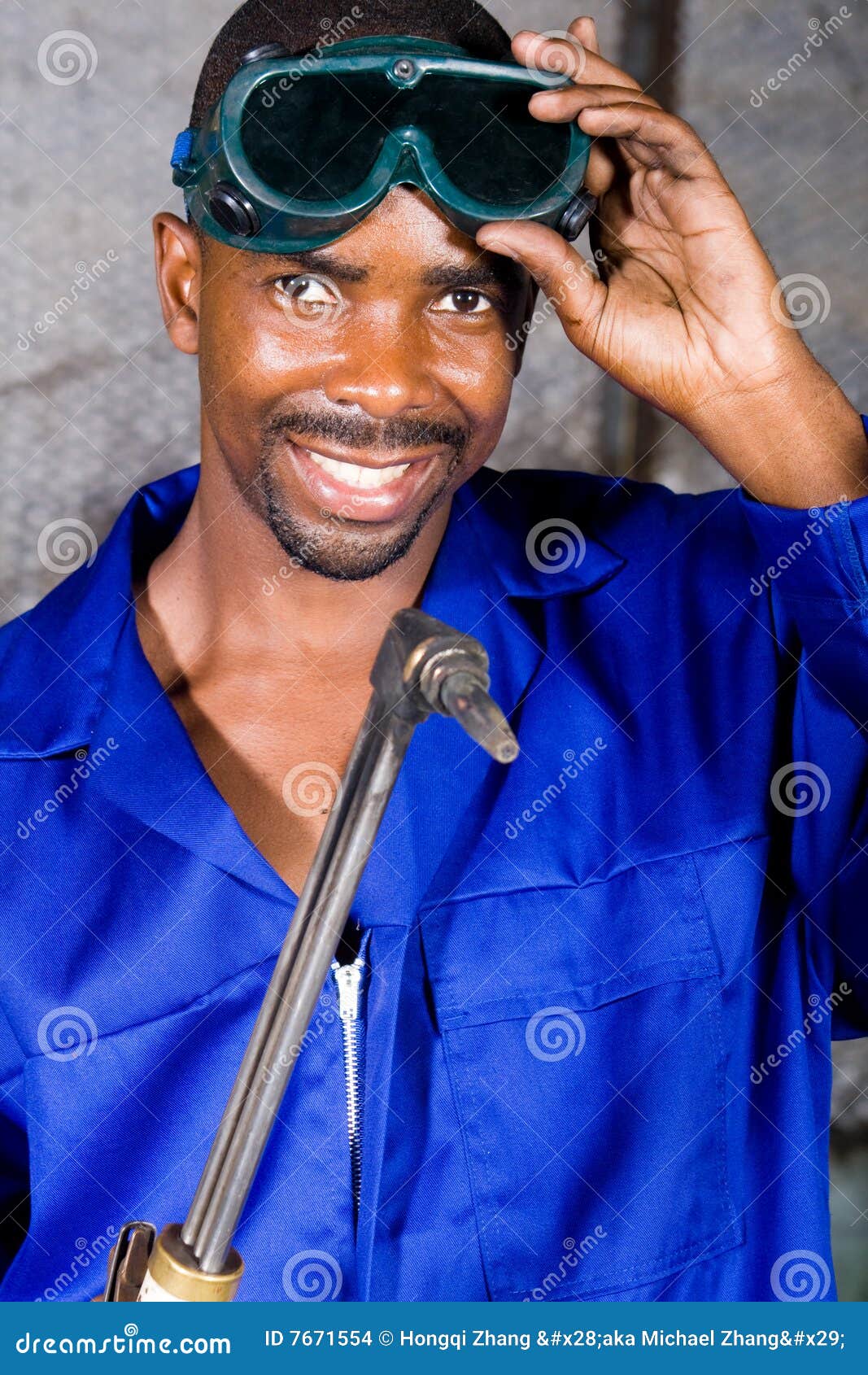 Happy african welder stock photo. Image of blue, glasses - 7671554