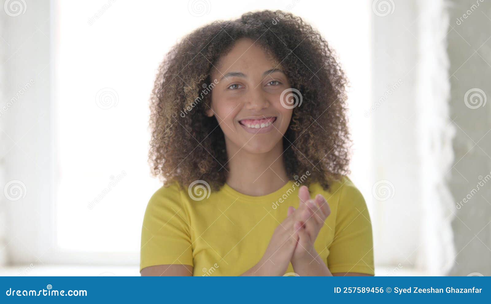 Happy African Woman Clapping, Applauding Stock Photo - Image of ...