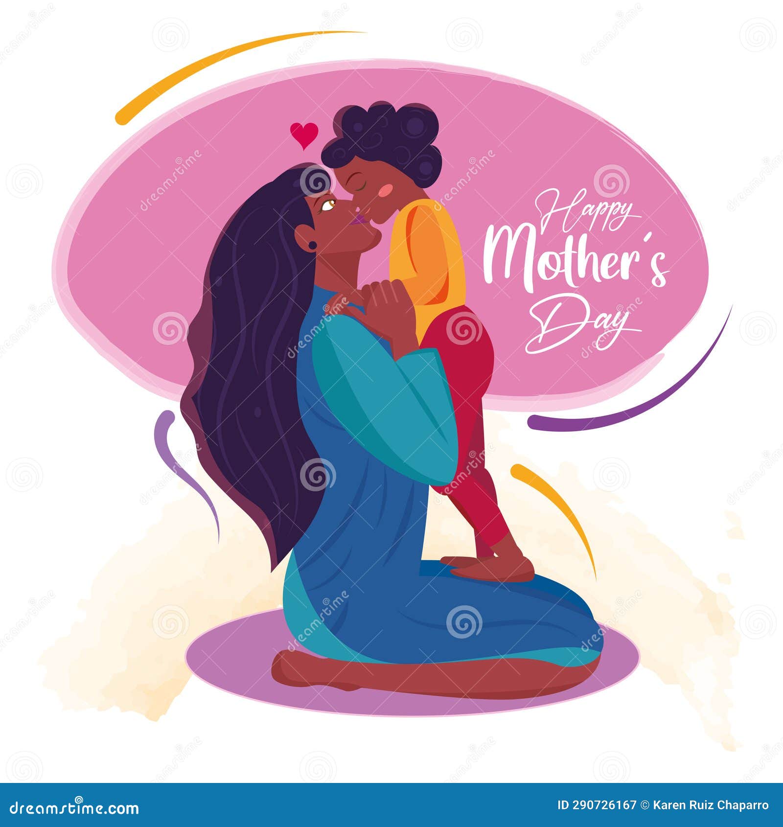Happy Afro American Mother Kissing Her Daughter Mother Day Celebration
