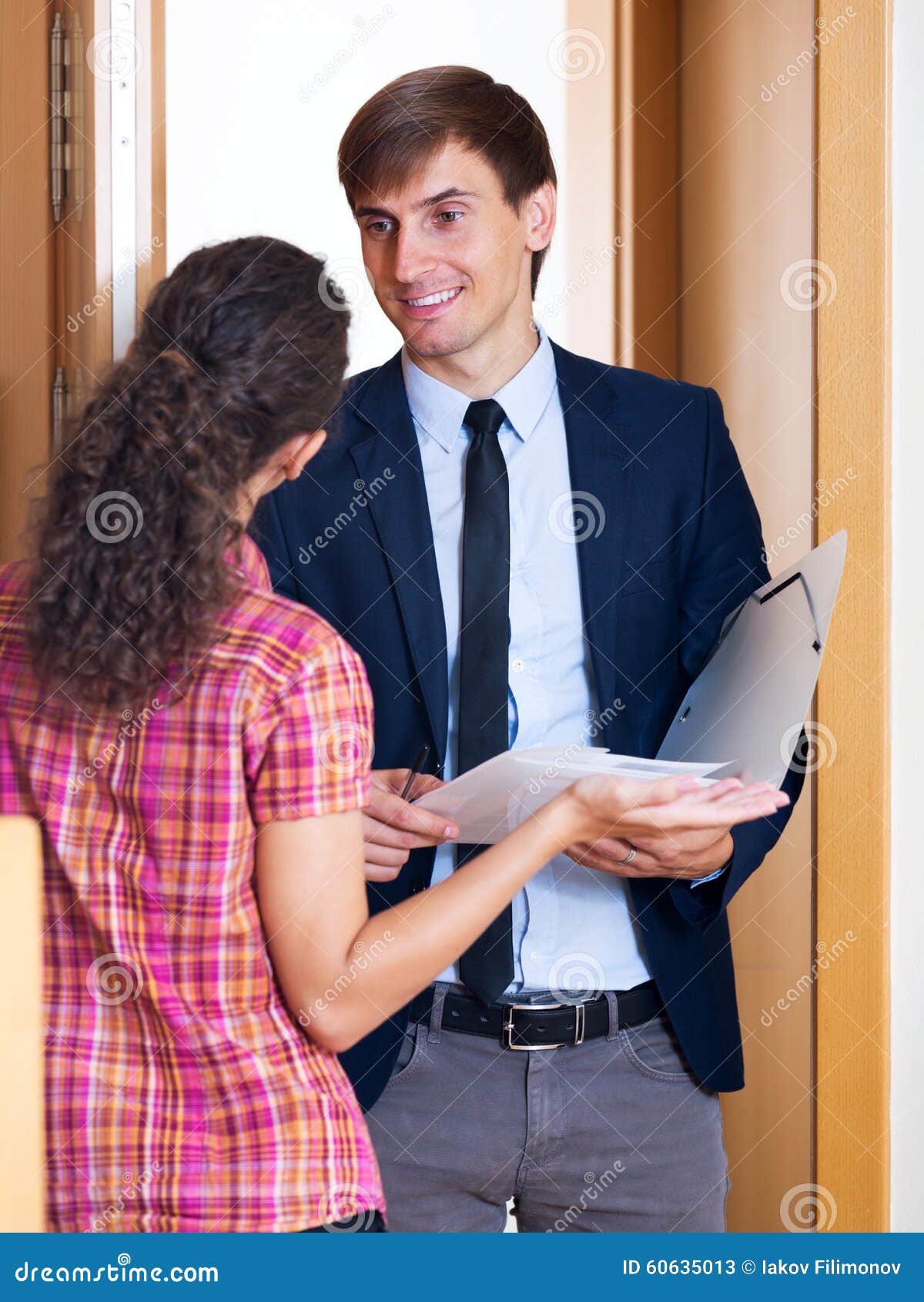 Happy agent with documents stock image. Image of people - 60635013