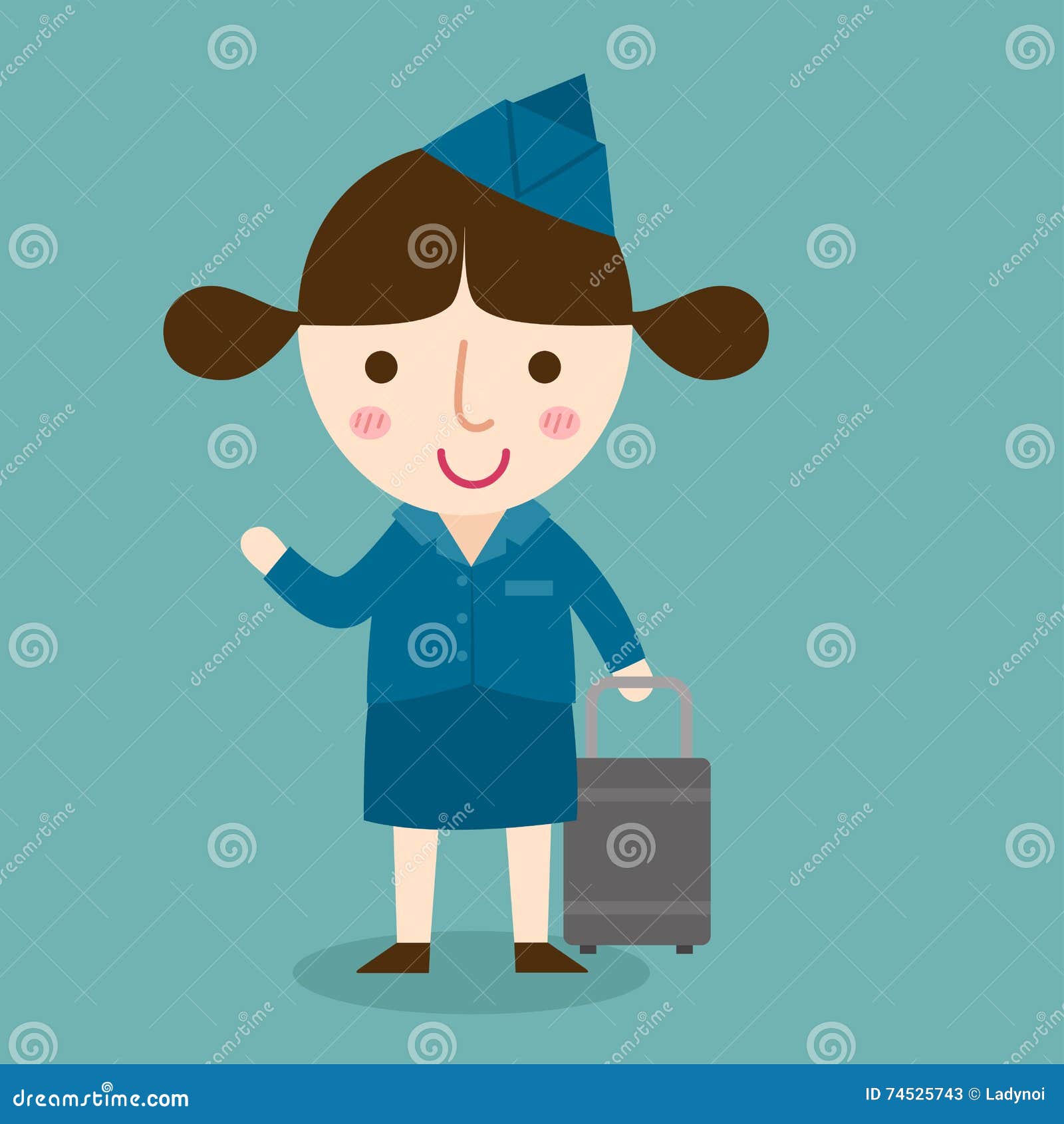 Happy air hostess vector stock vector. Illustration of form - 74525743