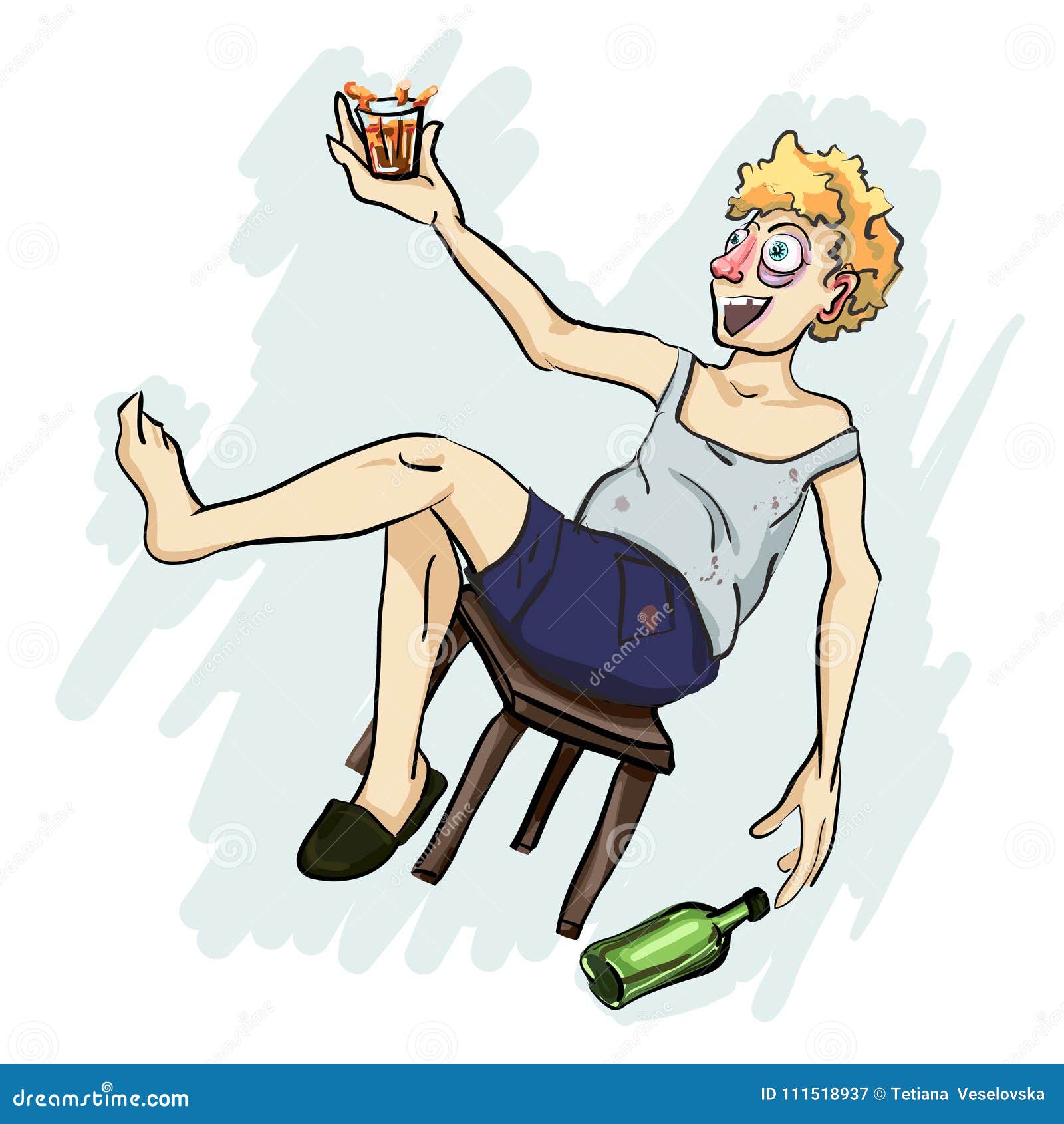 Happy Alcoholic Holding a Glass Stock Vector - Illustration of funny ...