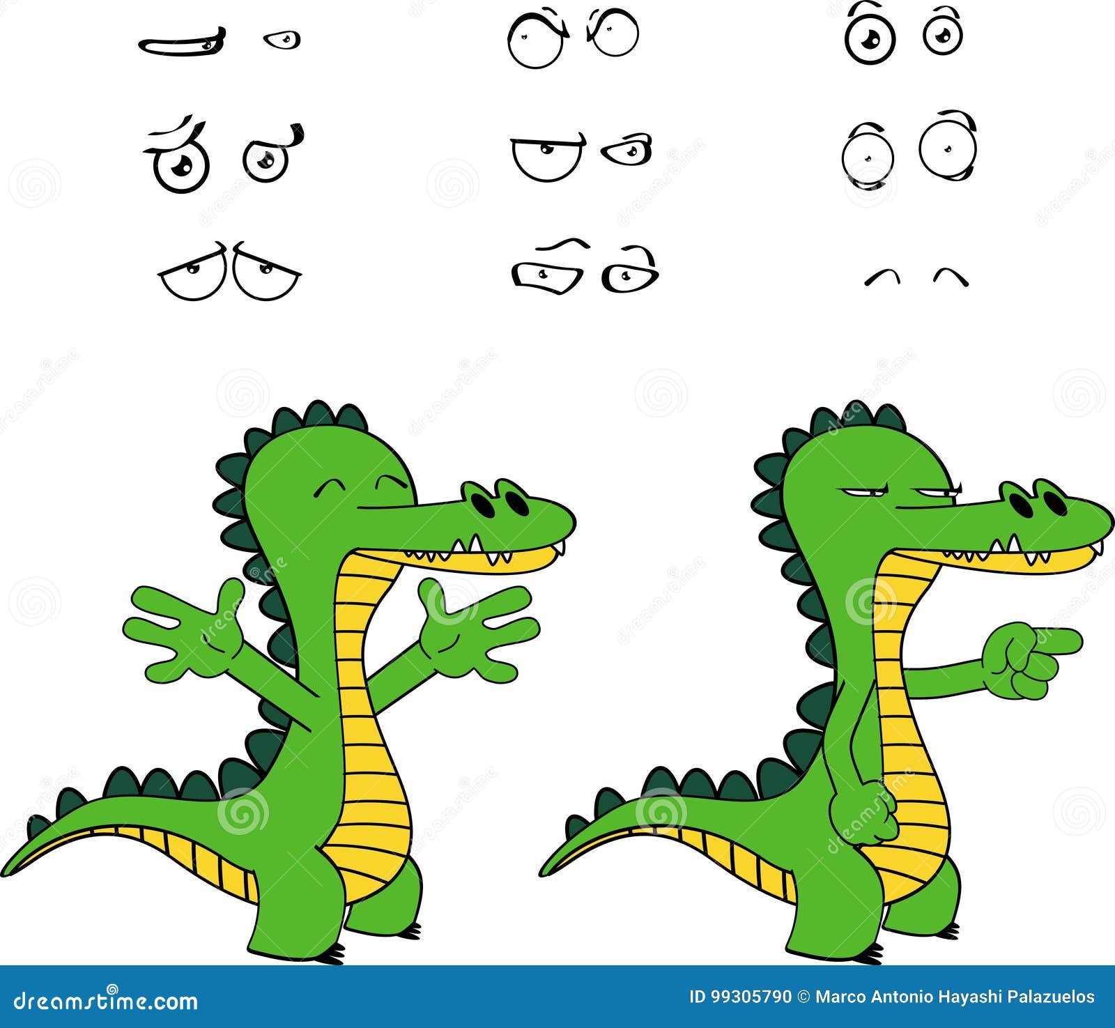 Happy Alligator Cartoon Expressions Set Stock Vector - Illustration of ...