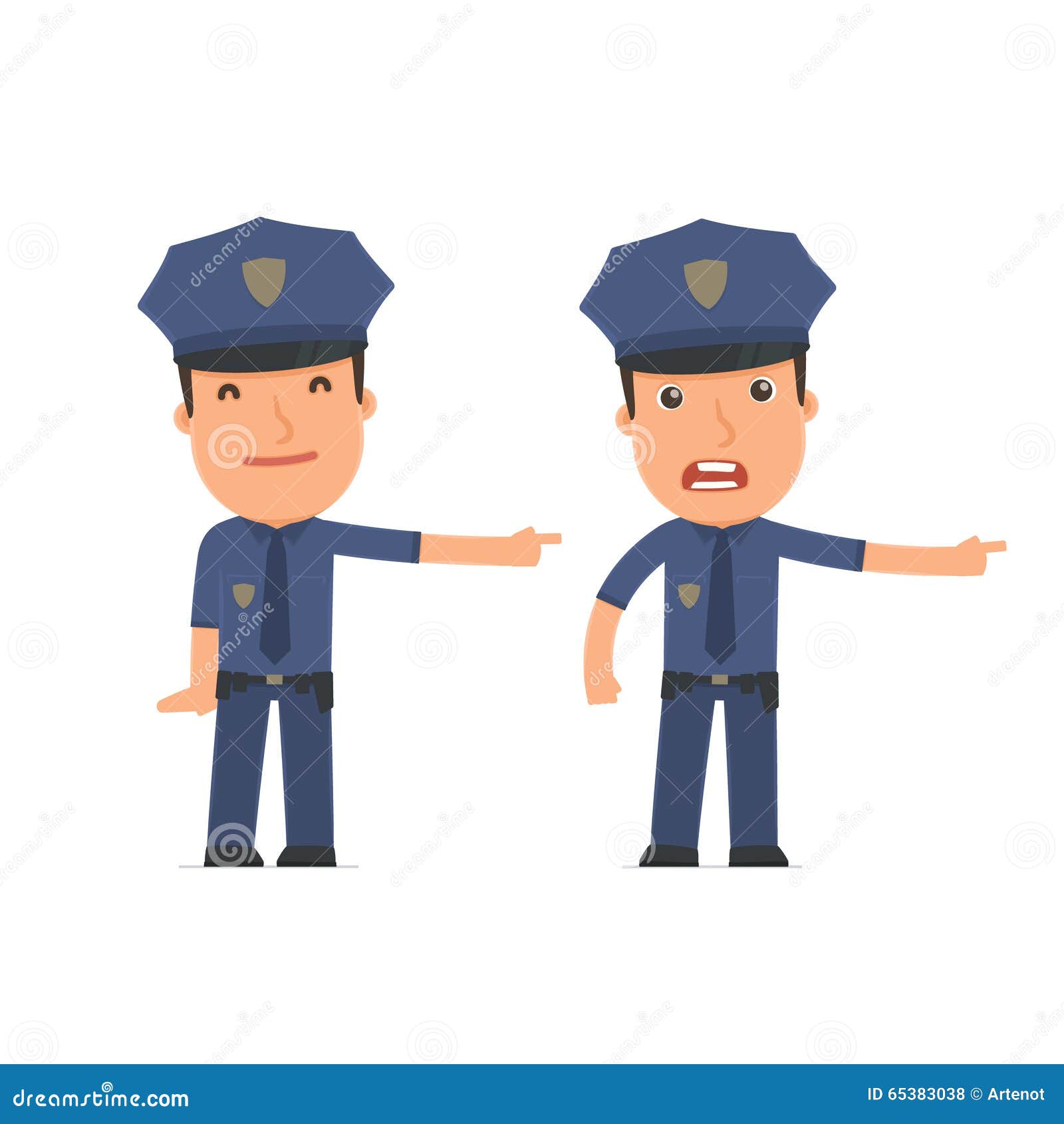 Happy and Angry Character Officer Making Presentation Using His Stock ...