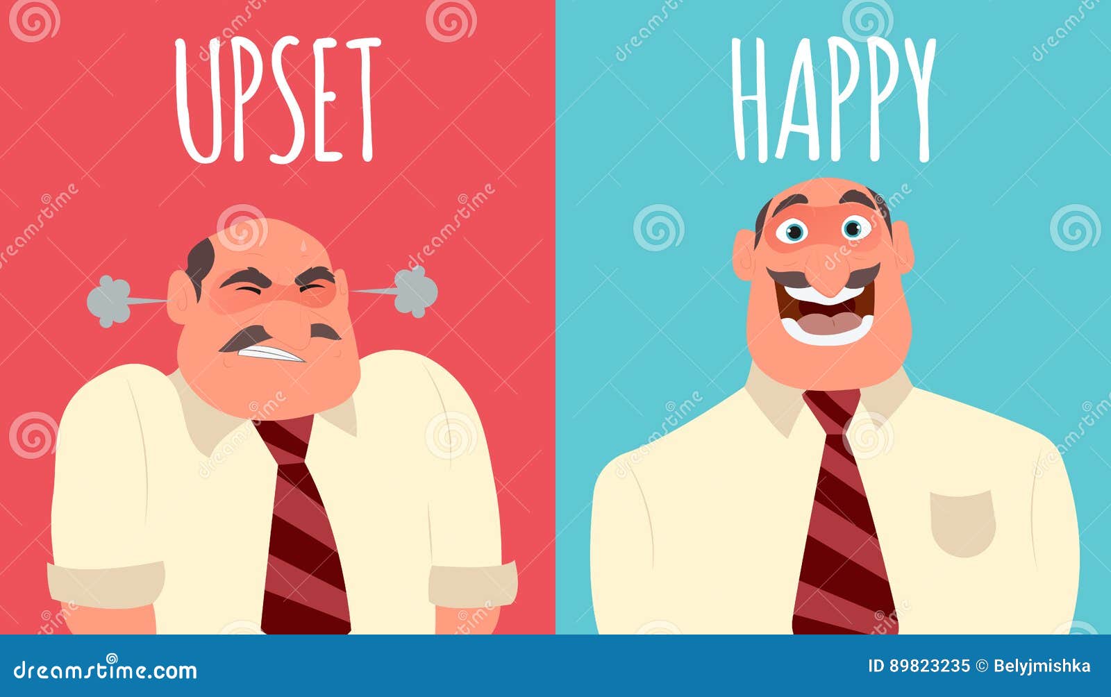 Happy and angry man stock vector. Illustration of cartoon - 89823235