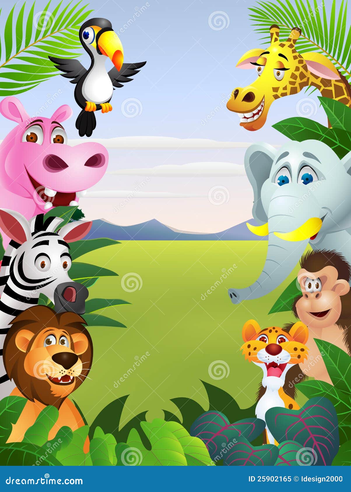 Happy animal cartoon stock vector. Illustration of elephant - 25902165