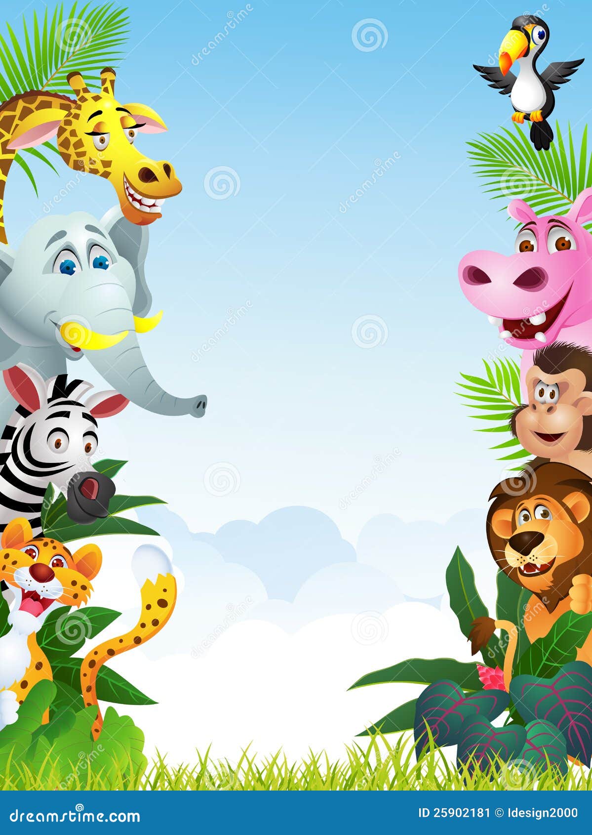 Happy animal cartoon stock vector. Illustration of destination - 25902181