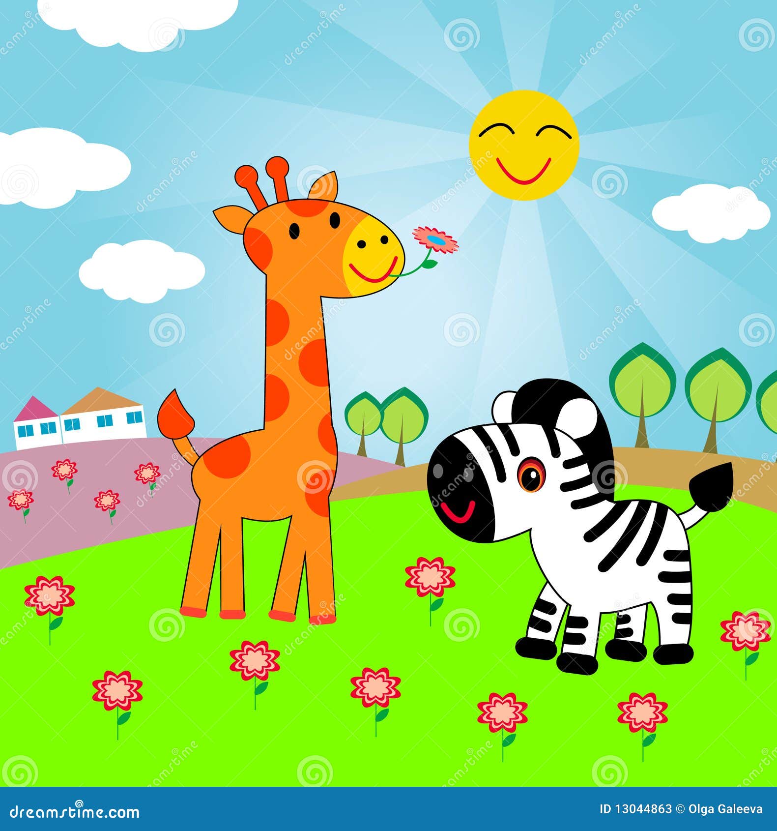 Happy animals stock vector. Illustration of sunny, giraffe - 13044863