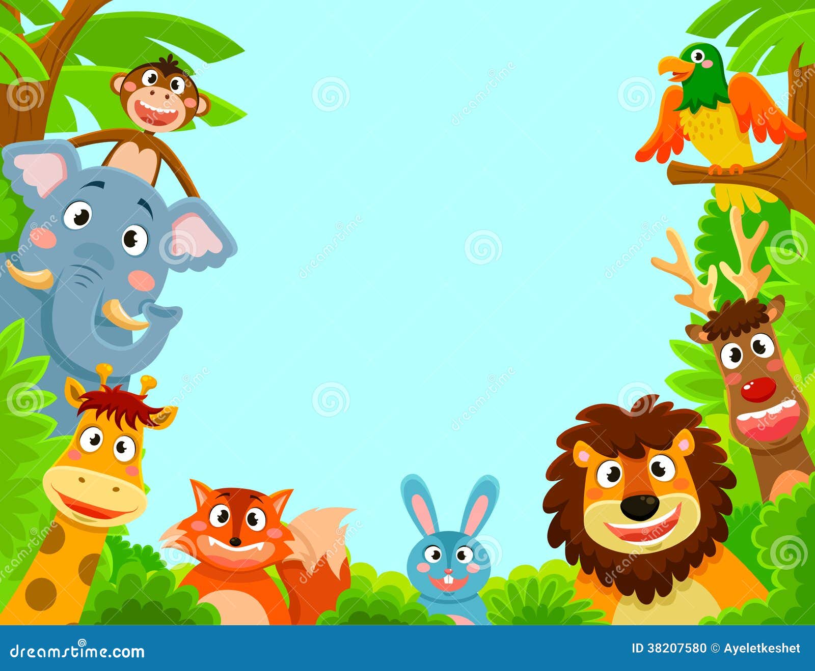 Happy animals stock vector. Illustration of copy, forest - 38207580