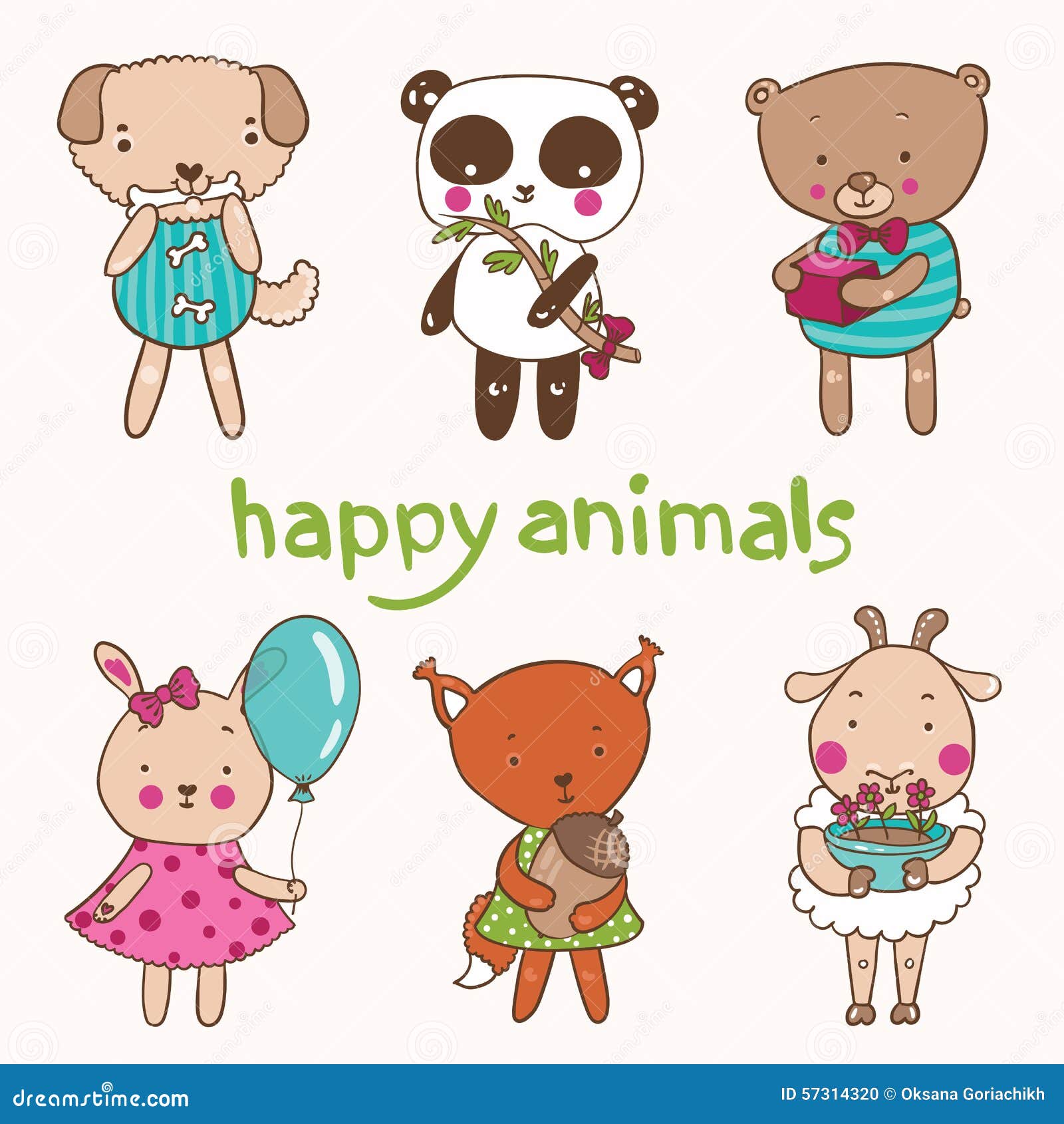 Happy animals stock illustration. Illustration of funny - 57314320