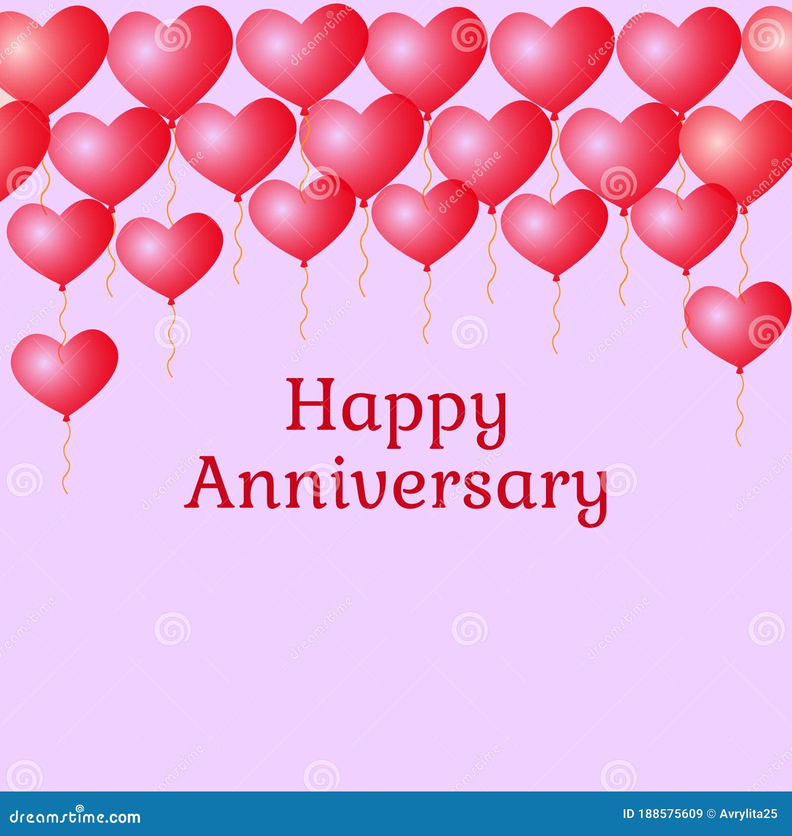 Happy Anniversary with Heart Love Balloon Vector Stock Vector ...