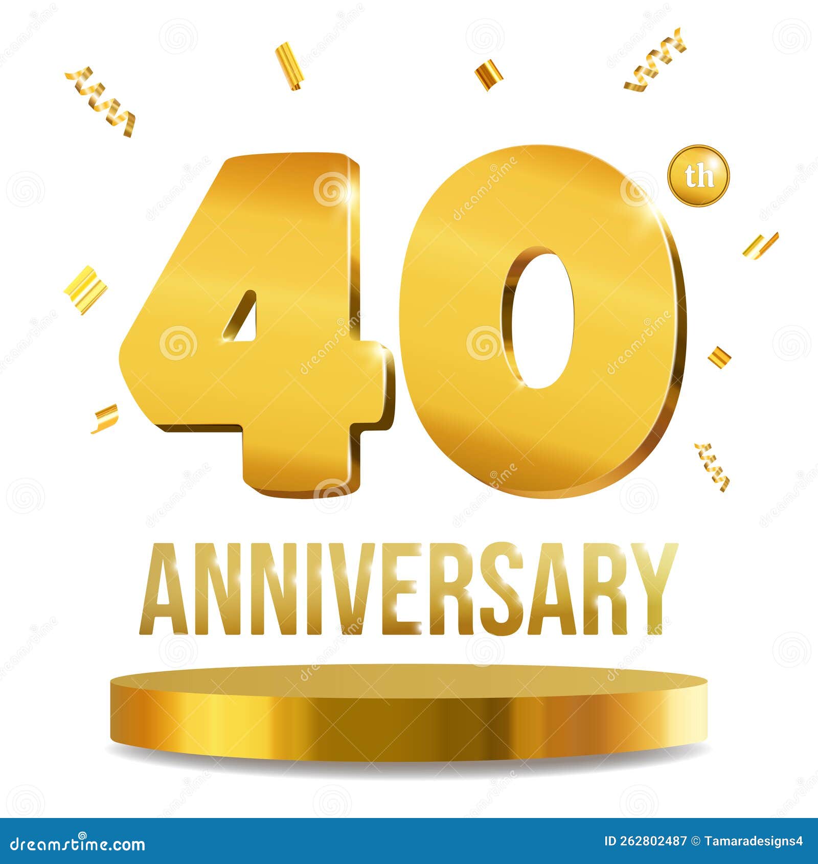 Happy Anniversary Celebration 3D Numbers Golden Composition 40 Years ...