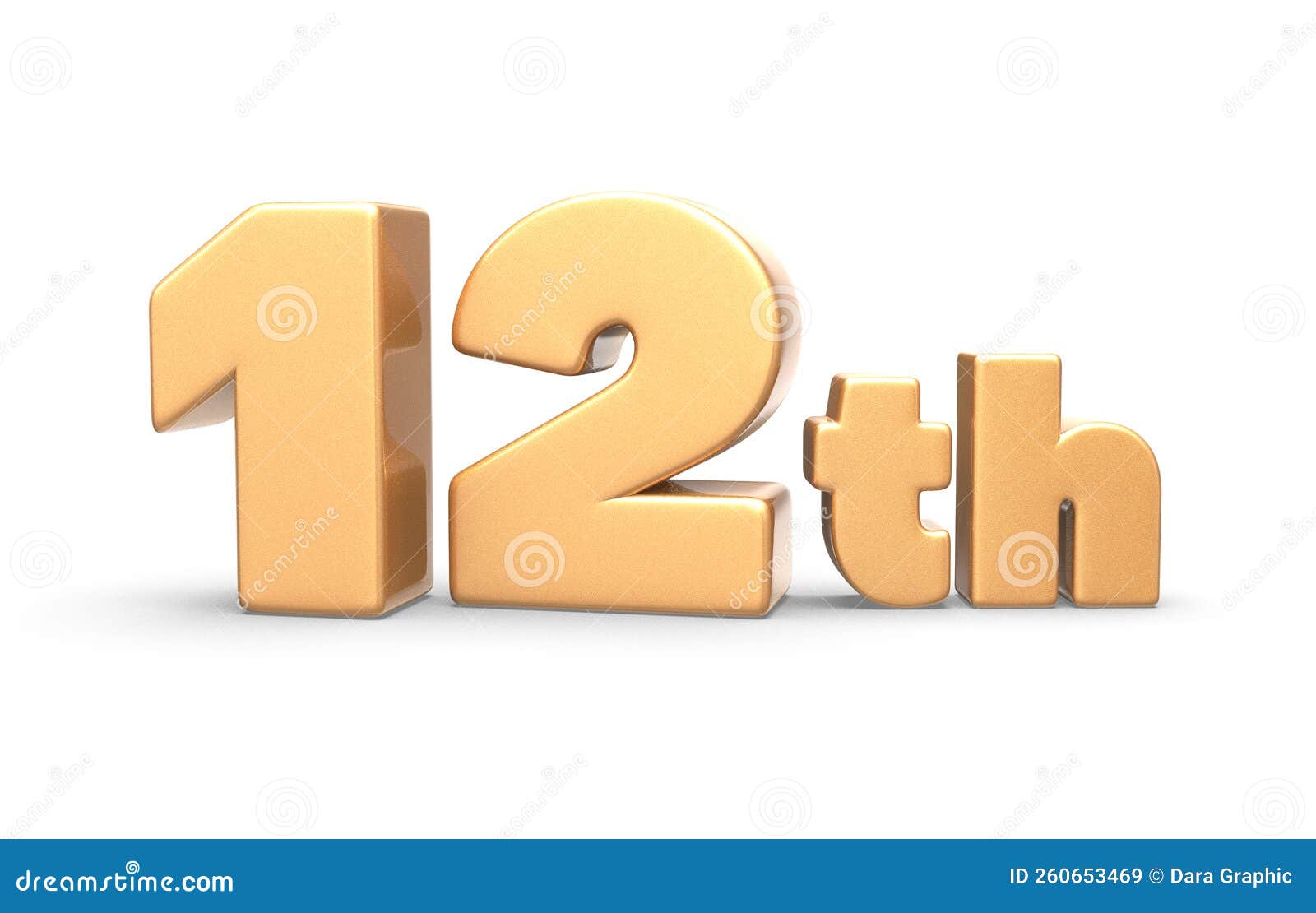 Happy Anniversary Number 12th Gold 3d Render Stock Illustration ...