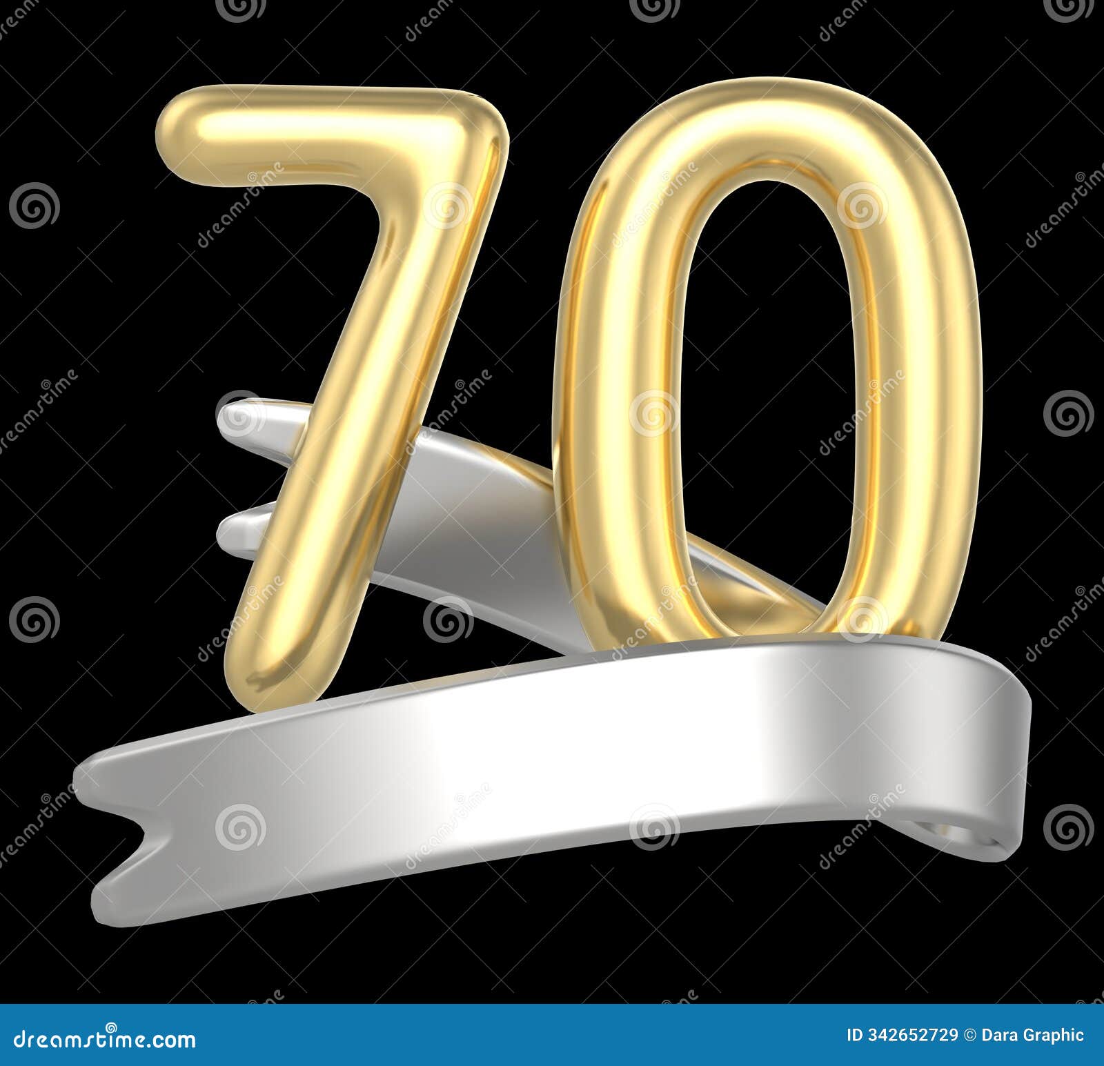 Happy Anniversary Number 70 Gold 3D Render Stock Illustration ...