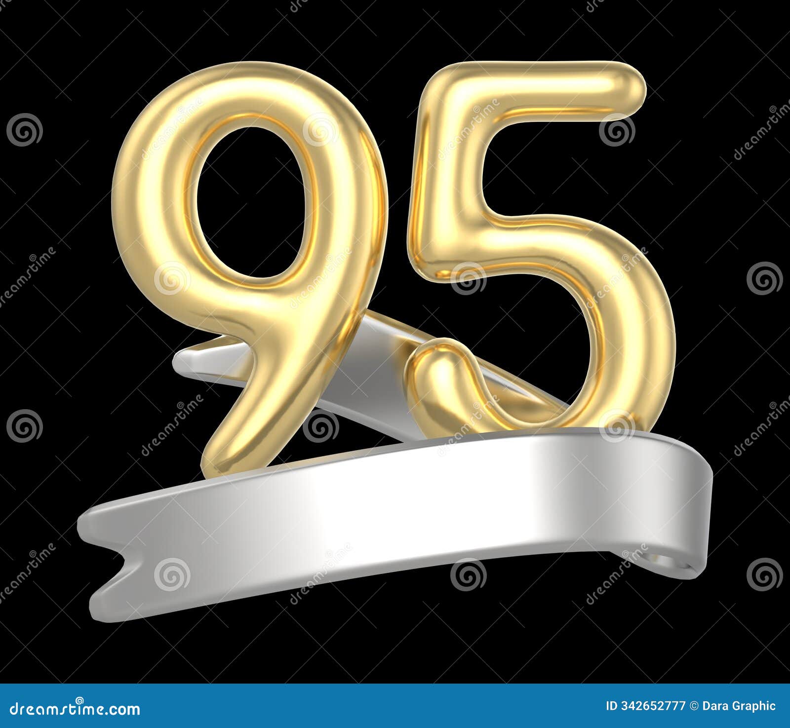 Happy Anniversary Number 95 Gold 3D Render Stock Illustration ...