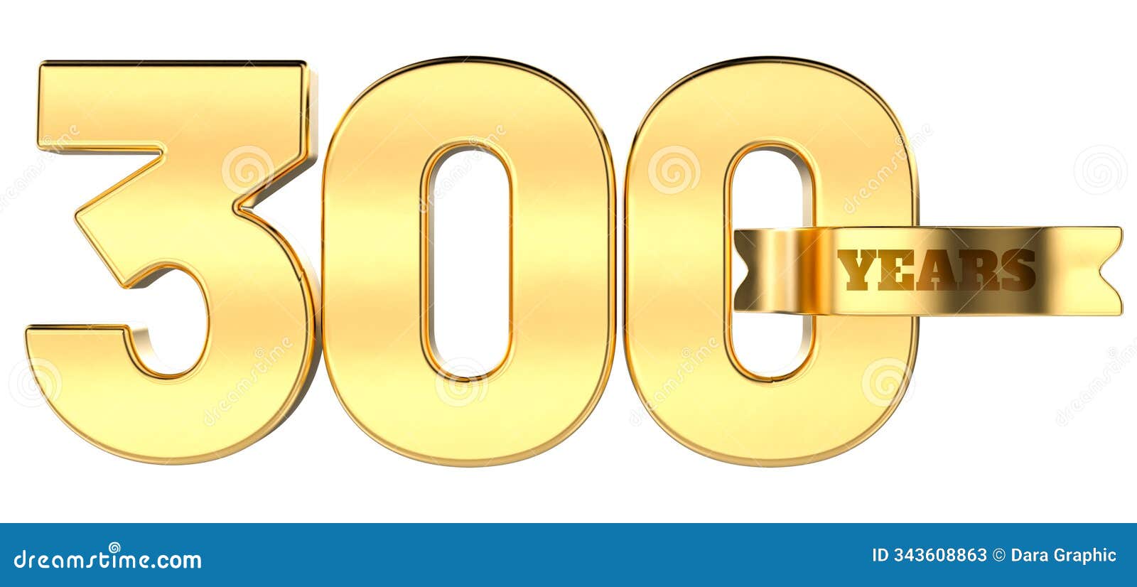 Happy Anniversary Number 300 Year Gold 3D With White Background Royalty ...