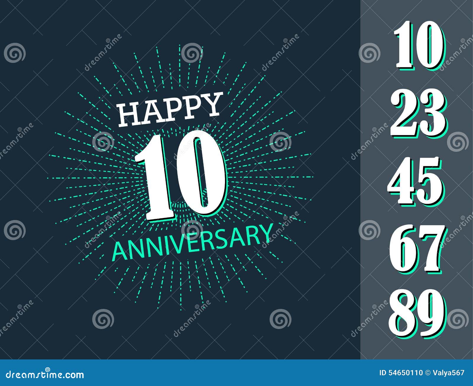 Happy Anniversary Sign with Numbers Set Stock Vector - Illustration of ...